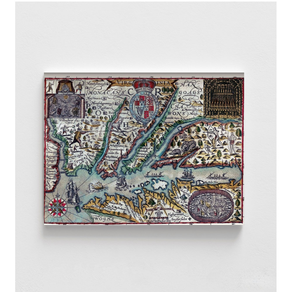 WeFrameArt Vintage Virginia Map, Framed Old Dominion Wall Art, Retro ...