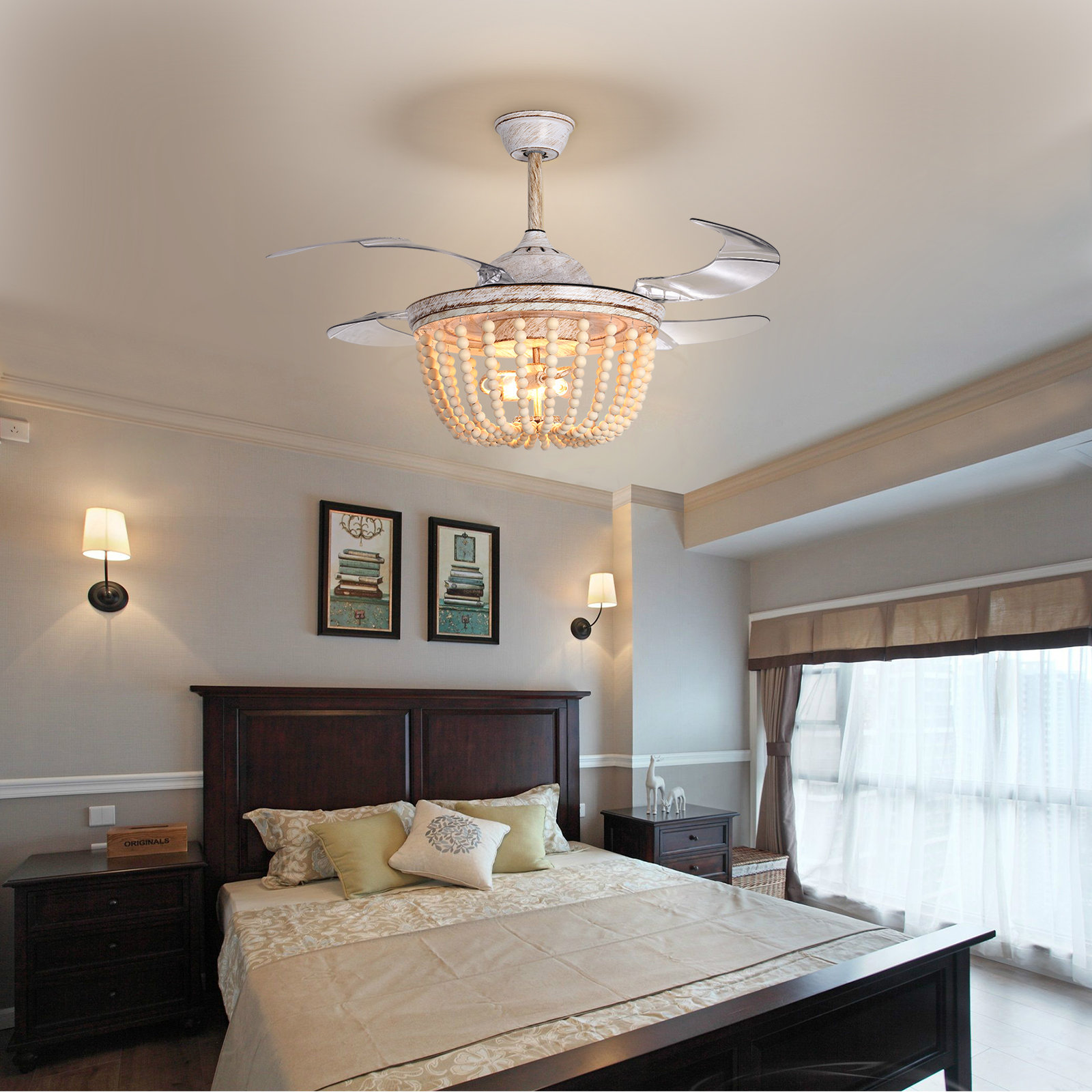 Bungalow Rose Preet 42'' Ceiling Fan with Beaded Accents and Light Kit ...