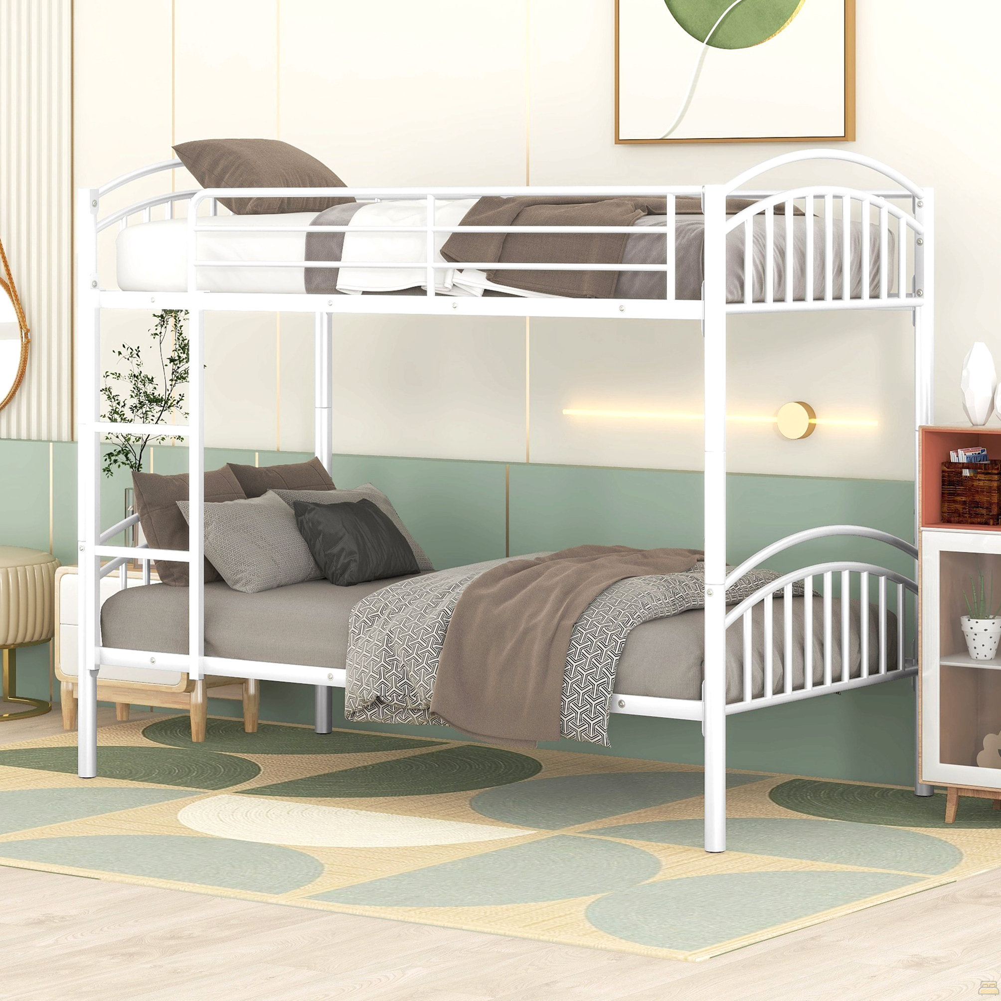 Latitude Run® Twin Over Twin Metal Bunk Bed,Divided Into Two Beds | Wayfair