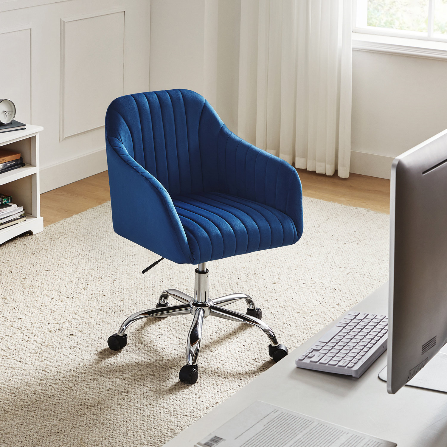 Mercer41 Vernese Modern Velvet Task Chair with Tufted Back | Wayfair