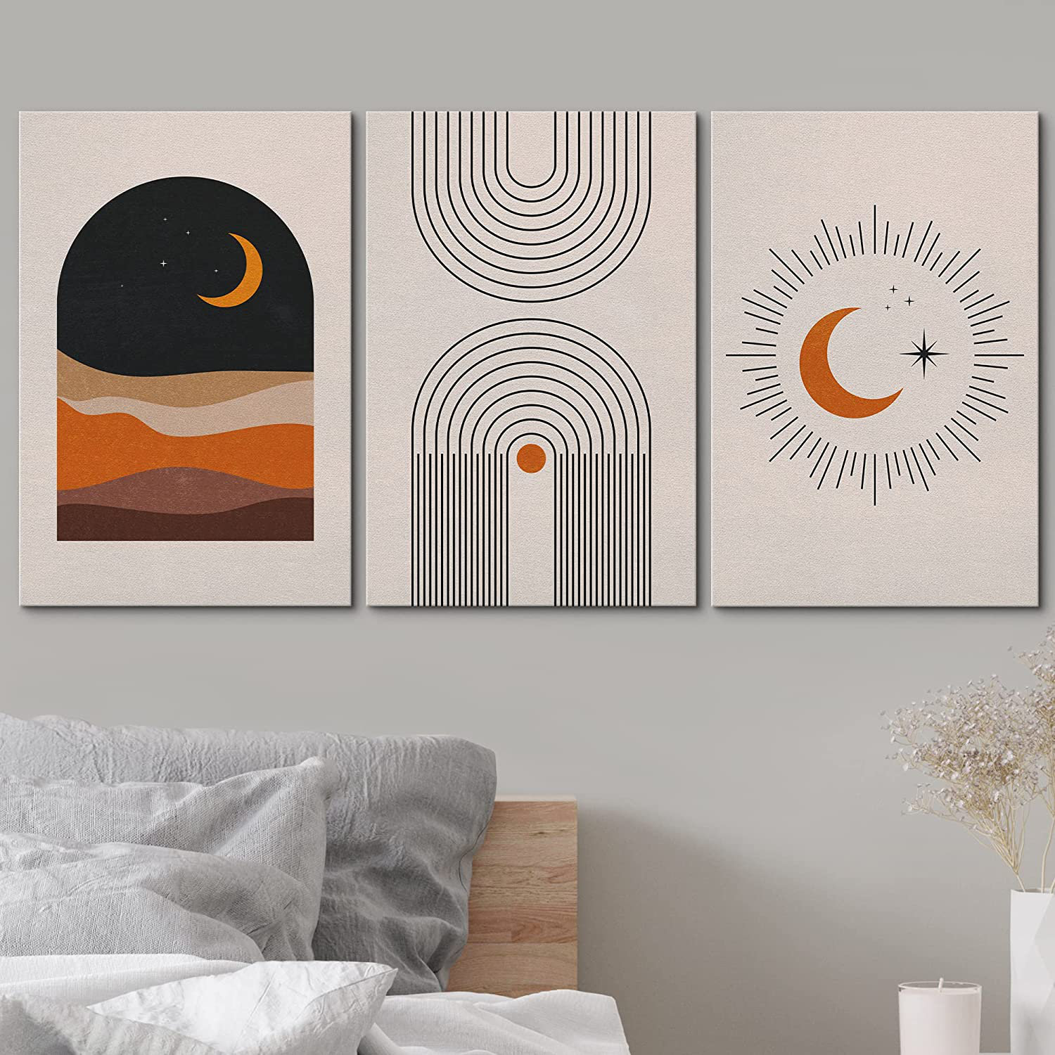 IDEA4WALL Mid Century Modern Boho Geometric Crescent Moon Landscapes ...