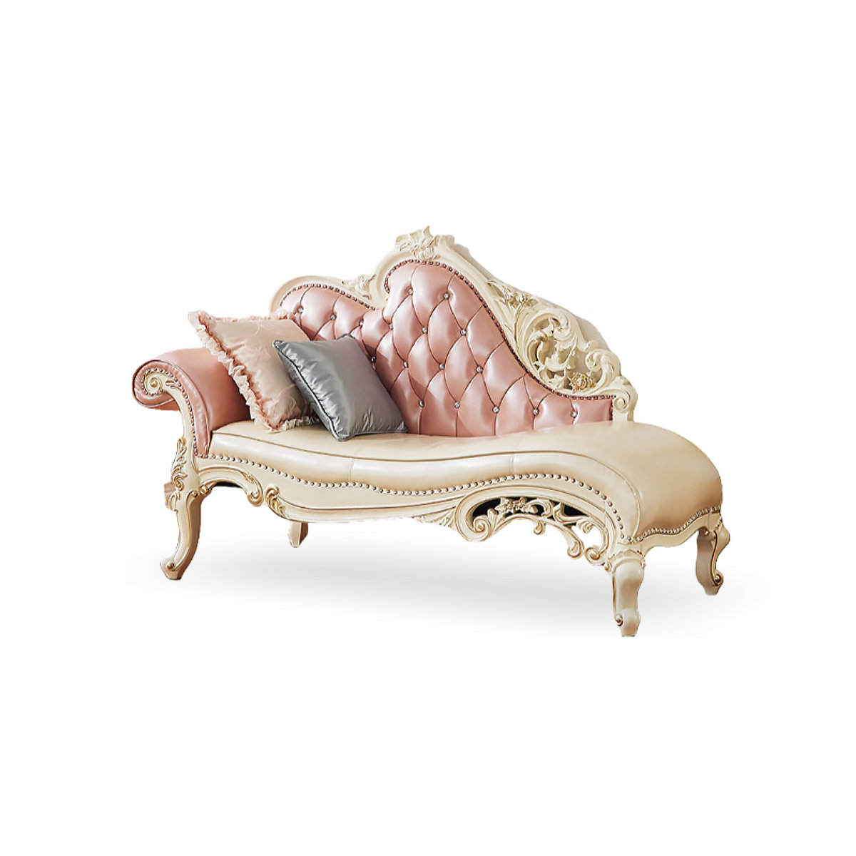 Finesse Furni French Rococo Leather Chaise: Ornate Carved Frame | Wayfair