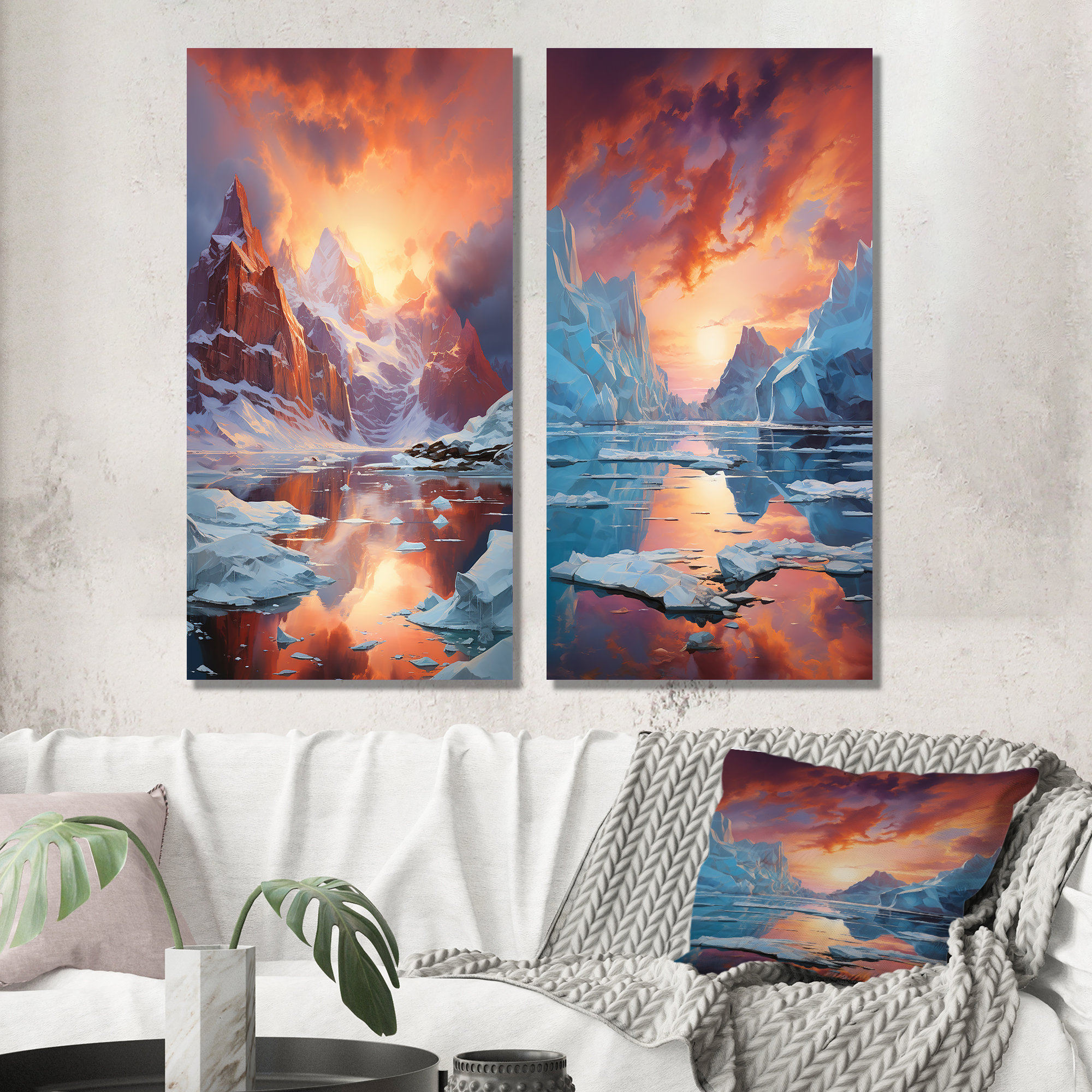 Latitude Run® Coral Orange Iceberg Glacial Symphony " Coral Orange ...
