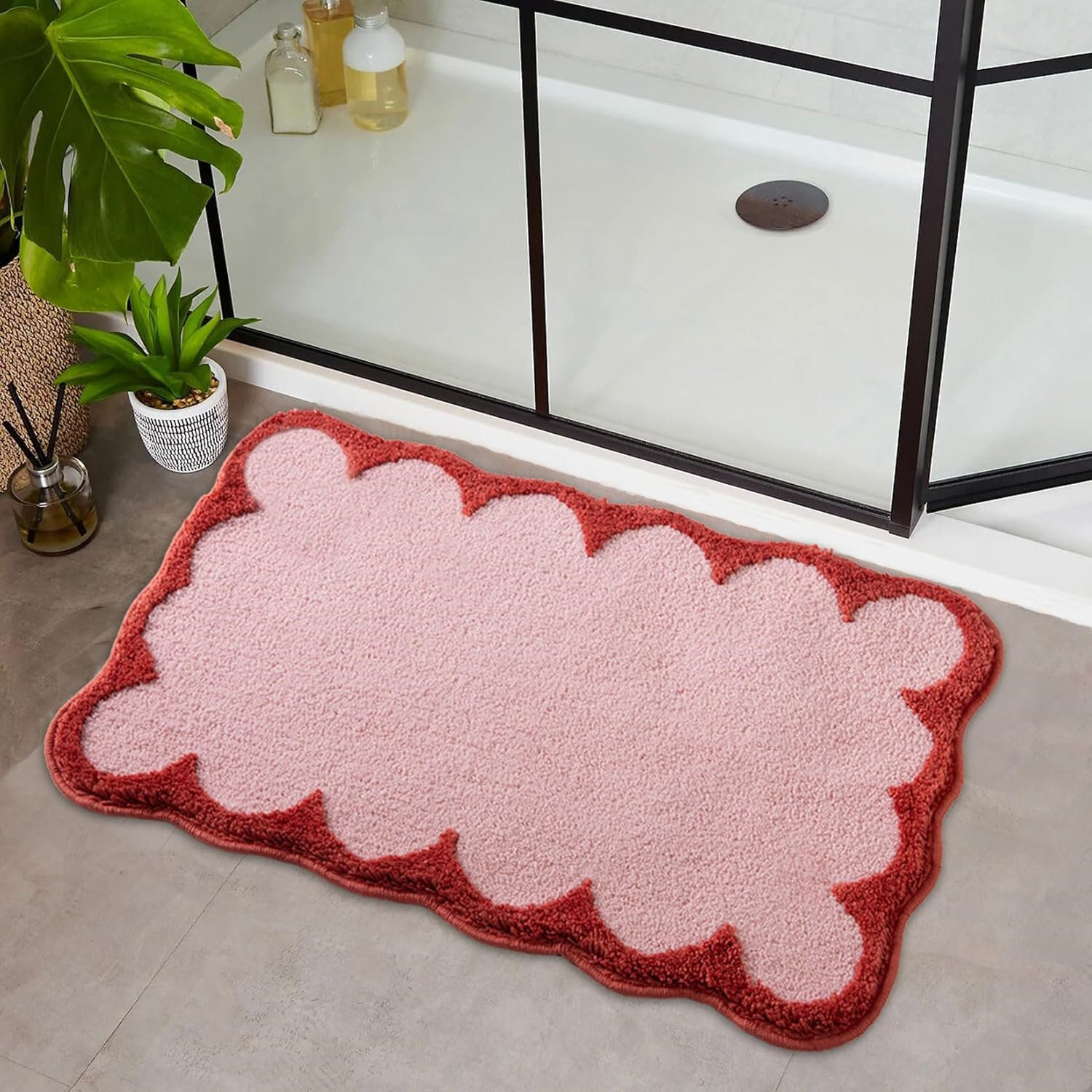 Lark Manor™ Bath Mats Pink Bathroom Rugs Non Slip Washable Cute Bath ...