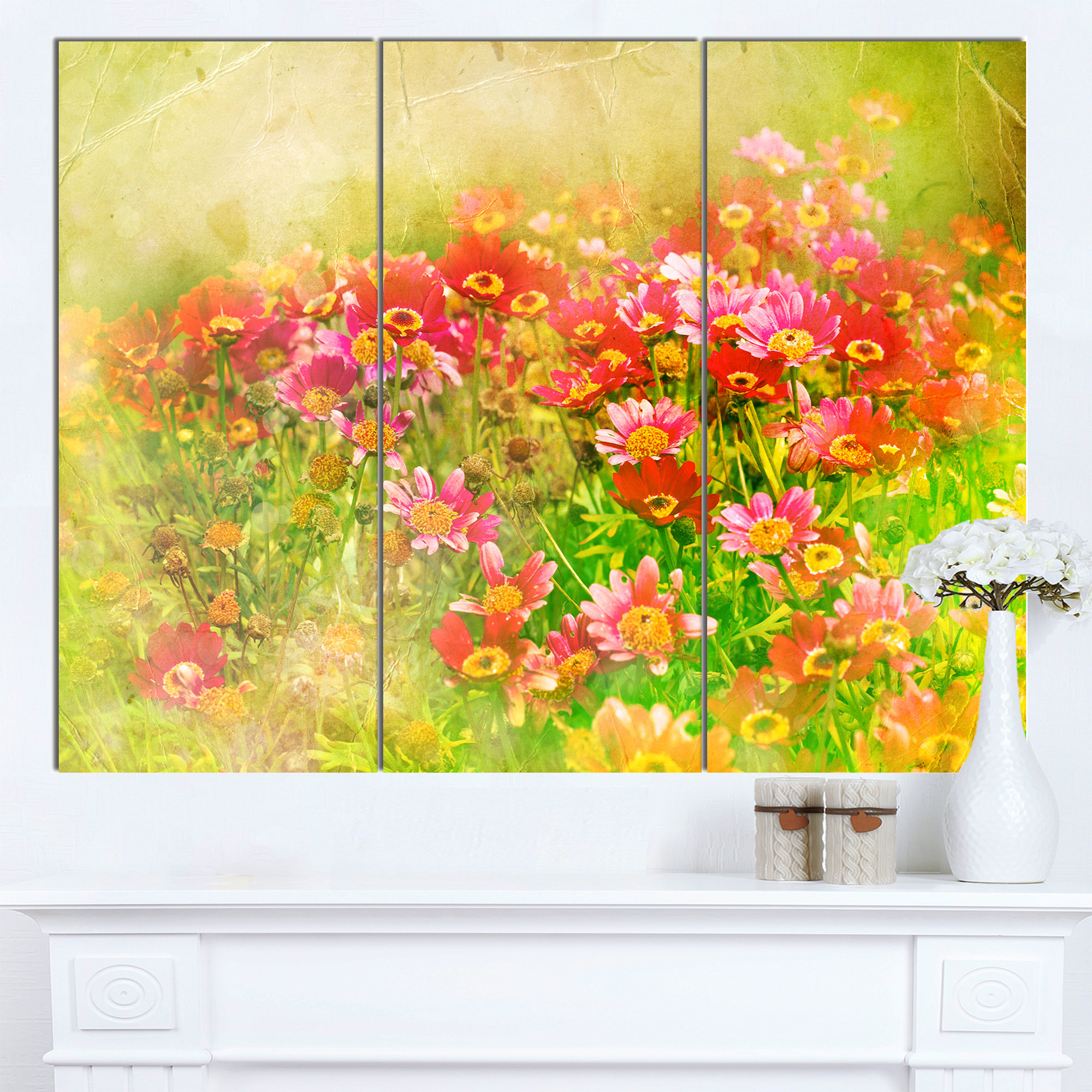 Design Art 'Colorful Spring Garden with Flowers' 3 Piece Wall Art on ...