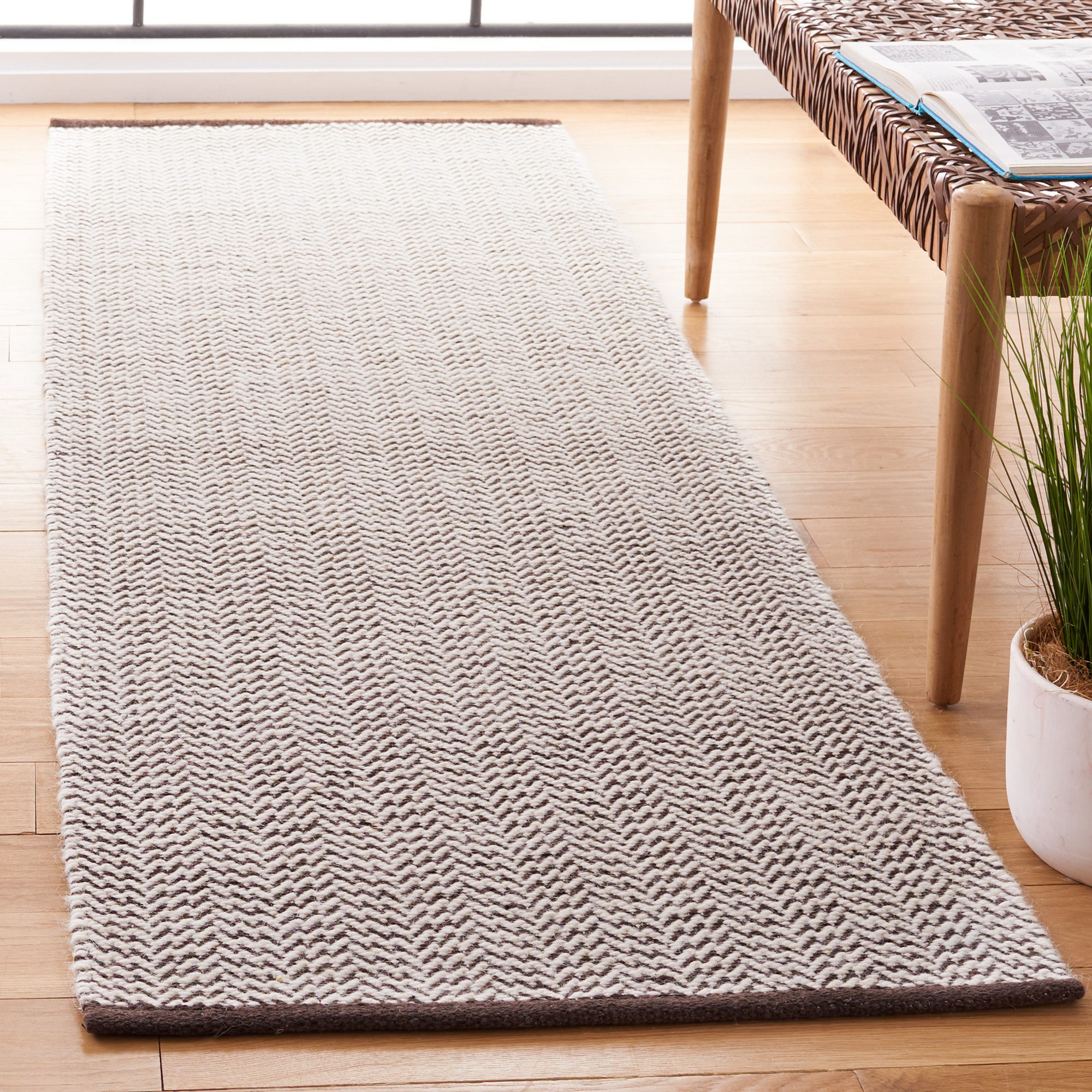 Latitude Run® Vermont Hand Woven Cotton/Wool Geometric Rug in Brown ...