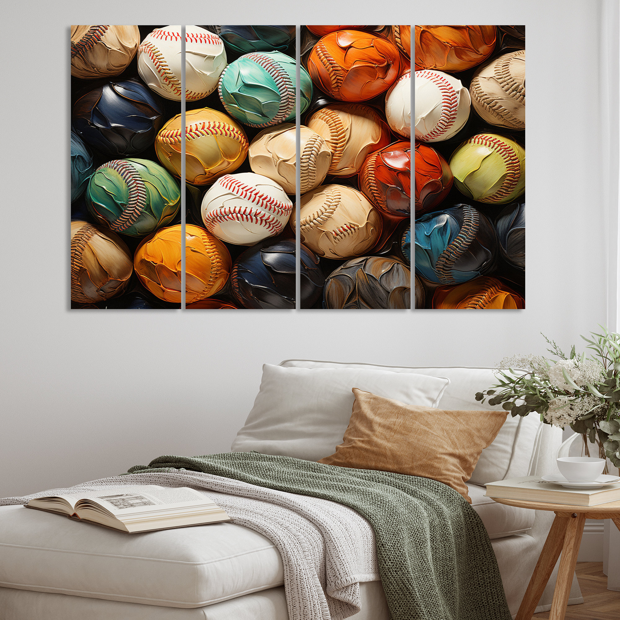 Design Art Baseball Collage I - Sports Wall Art Print - 4 Panels | Wayfair