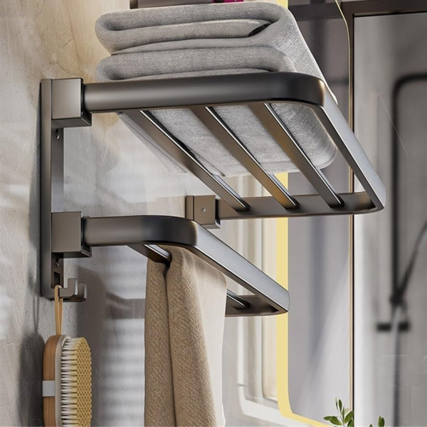 dootiva foldable metal Towel Rack with Double Towel Bar,towel storage ...