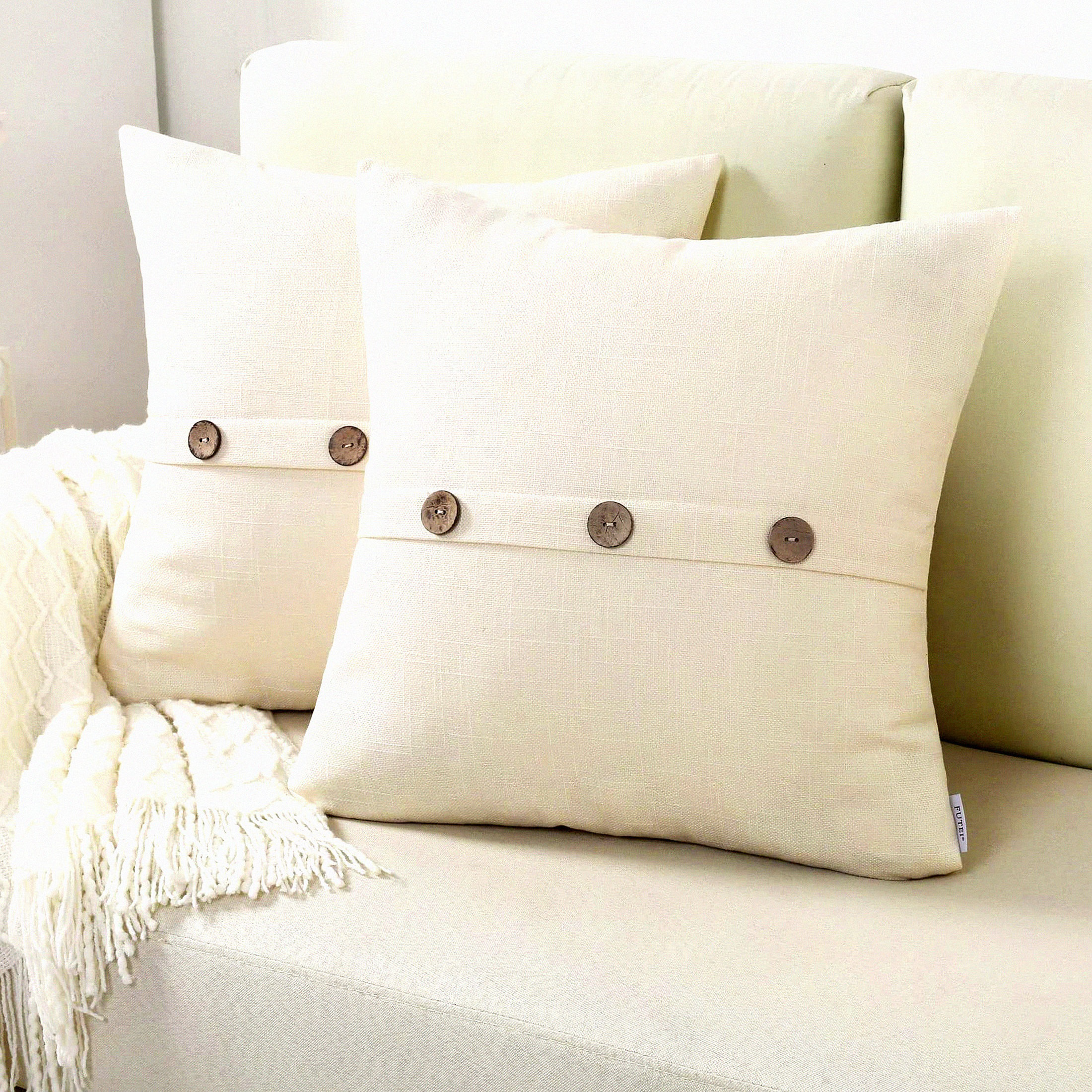 BRBCA Vintage Farmhouse Linen Pillow Covers - Set of 2, Square Cushion ...