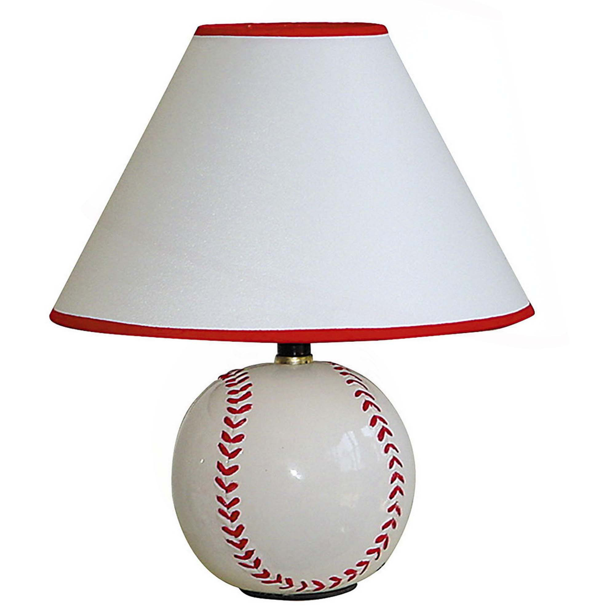 Winston Porter 12" Tall Ceramic Table Lamp, Baseball Shaped, Linen ...