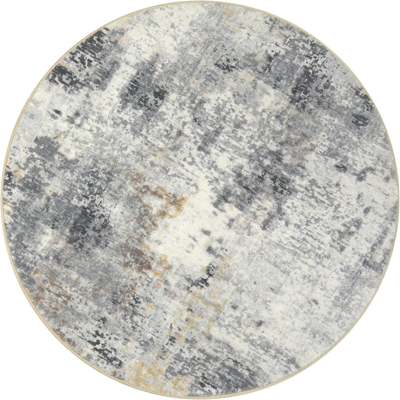 17 Stories Modern Abstract Round Rug ,6Ft Gray Circle Rugs,Soft Dining ...
