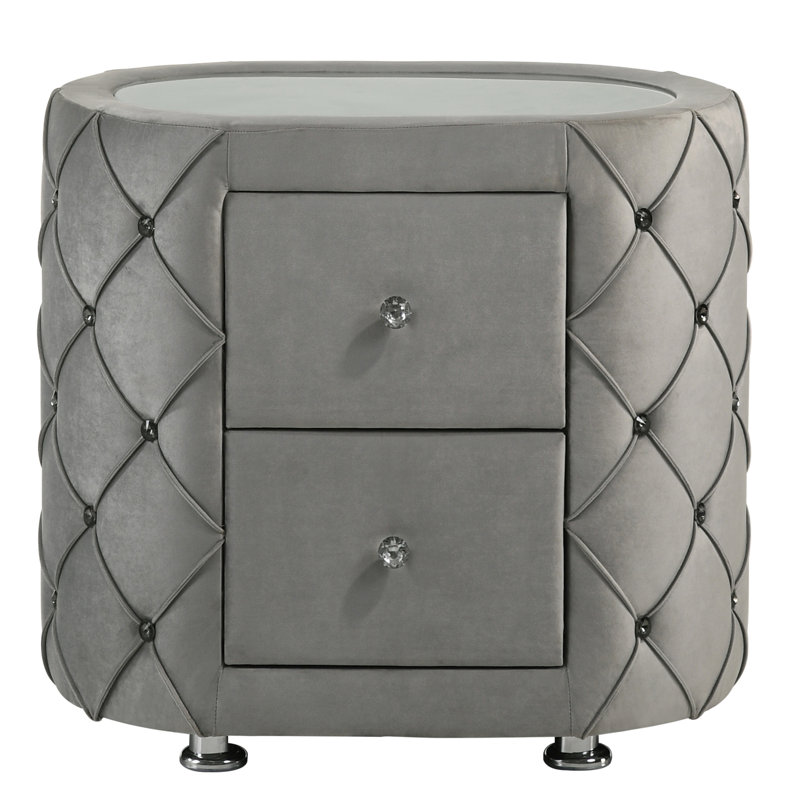 Mercer41 Jeanee Grey Upholstered 2-drawer Nightstand | Wayfair