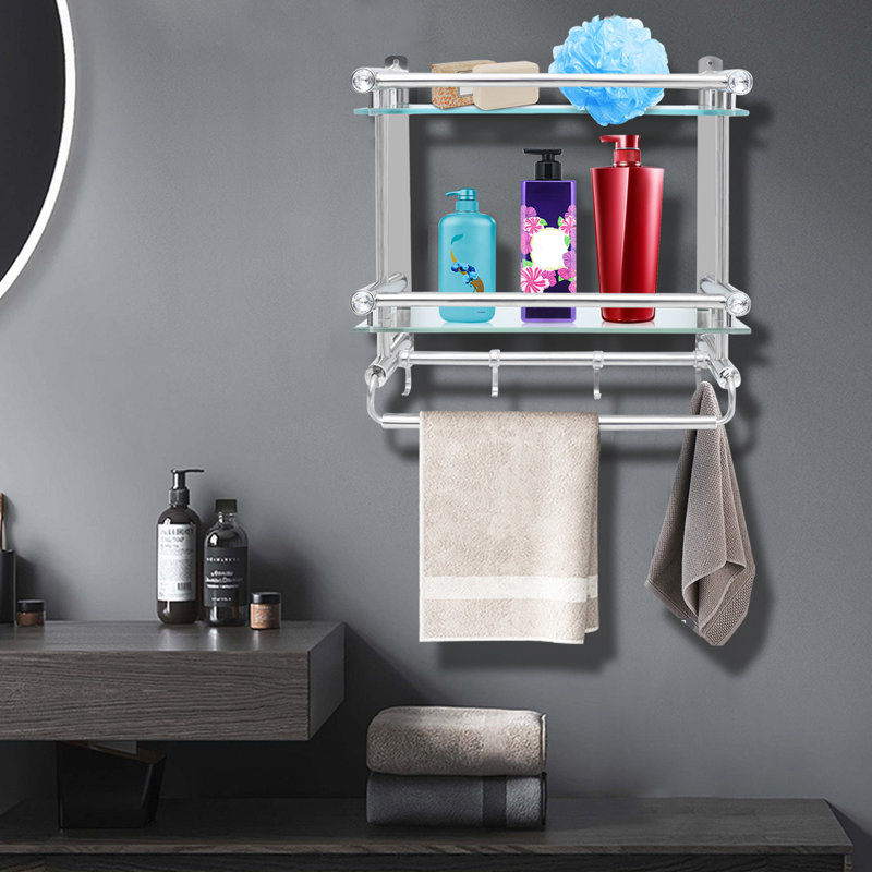 JOYDING 15.75" 2-Tier Shower Shelf Wall Mounted Storage Stainless Steel ...