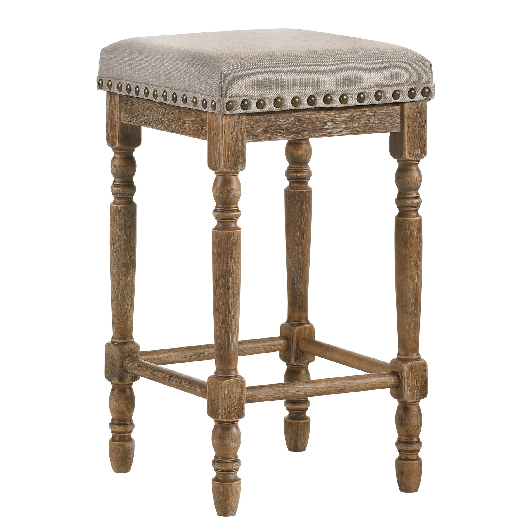 Red Barrel Studio® Beige Counter Height Stools Of 2 - Weathered Oak ...