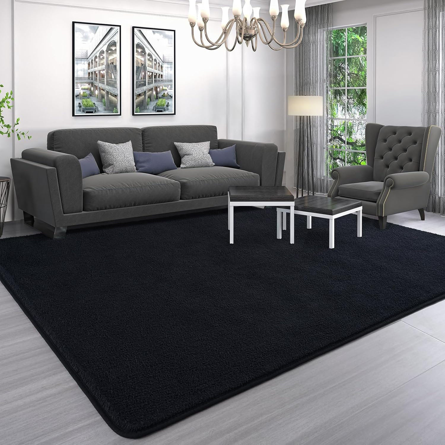 Ebern Designs Modern Shag Area Rug For Living Room, 5X7 Feet Washable ...