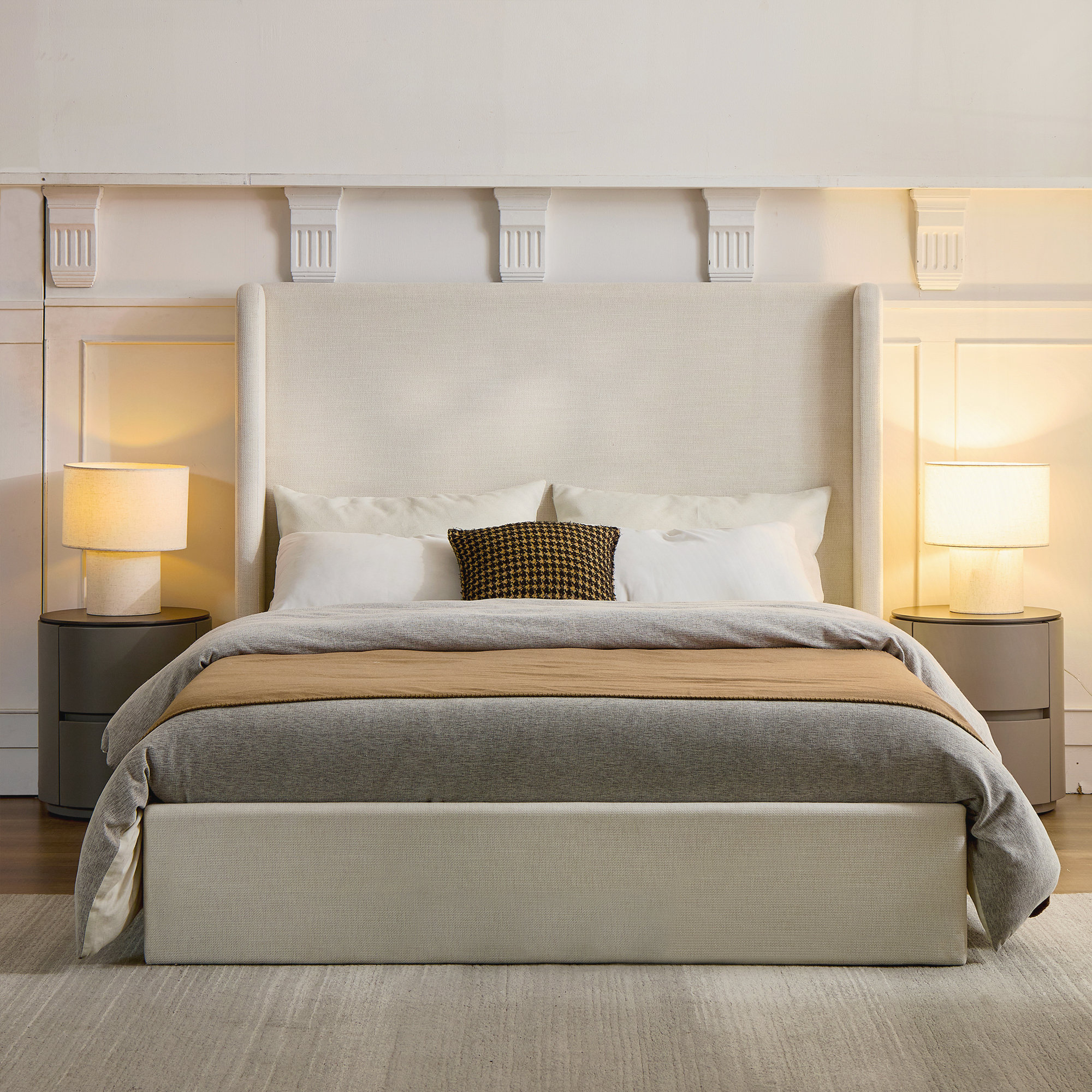 Latitude Run® Upholstered Wingback Bed without Wooden Slats | Wayfair