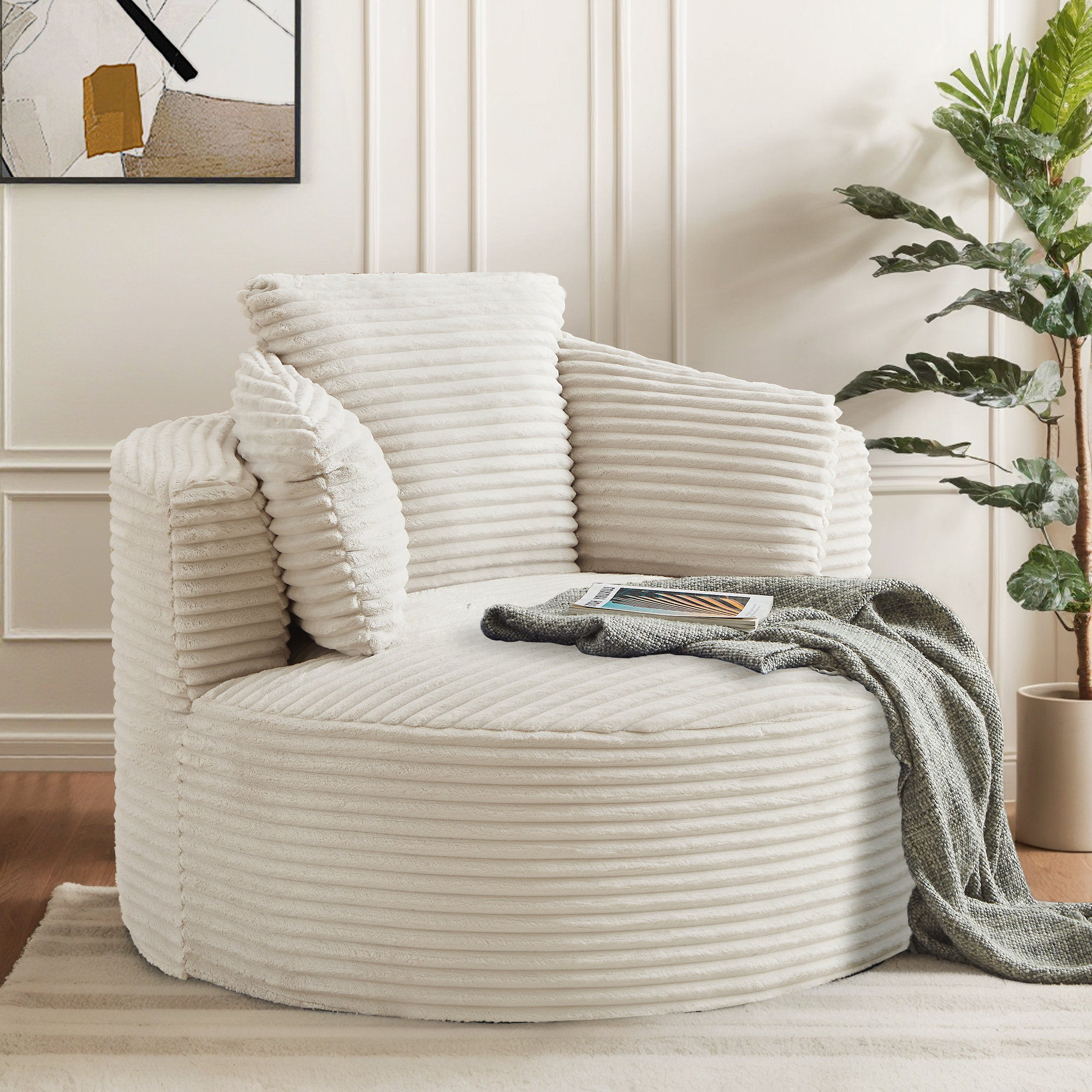 Mercer41 Upholstered Round Chaise Lounge Chair, No Assembly Required ...