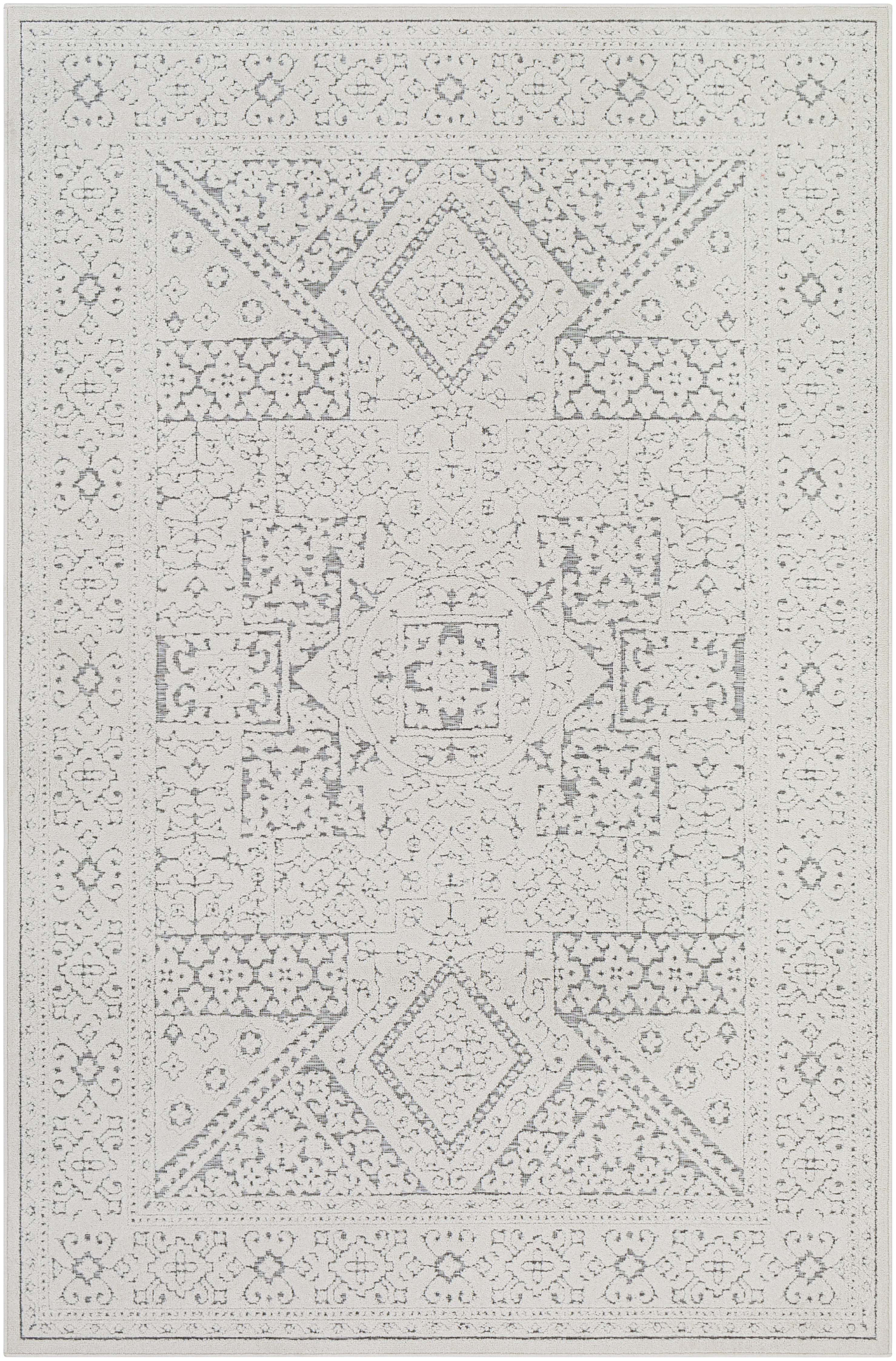 Langley Street® Emert Oriental Cream/Gray Indoor / Outdoor Area Rug ...