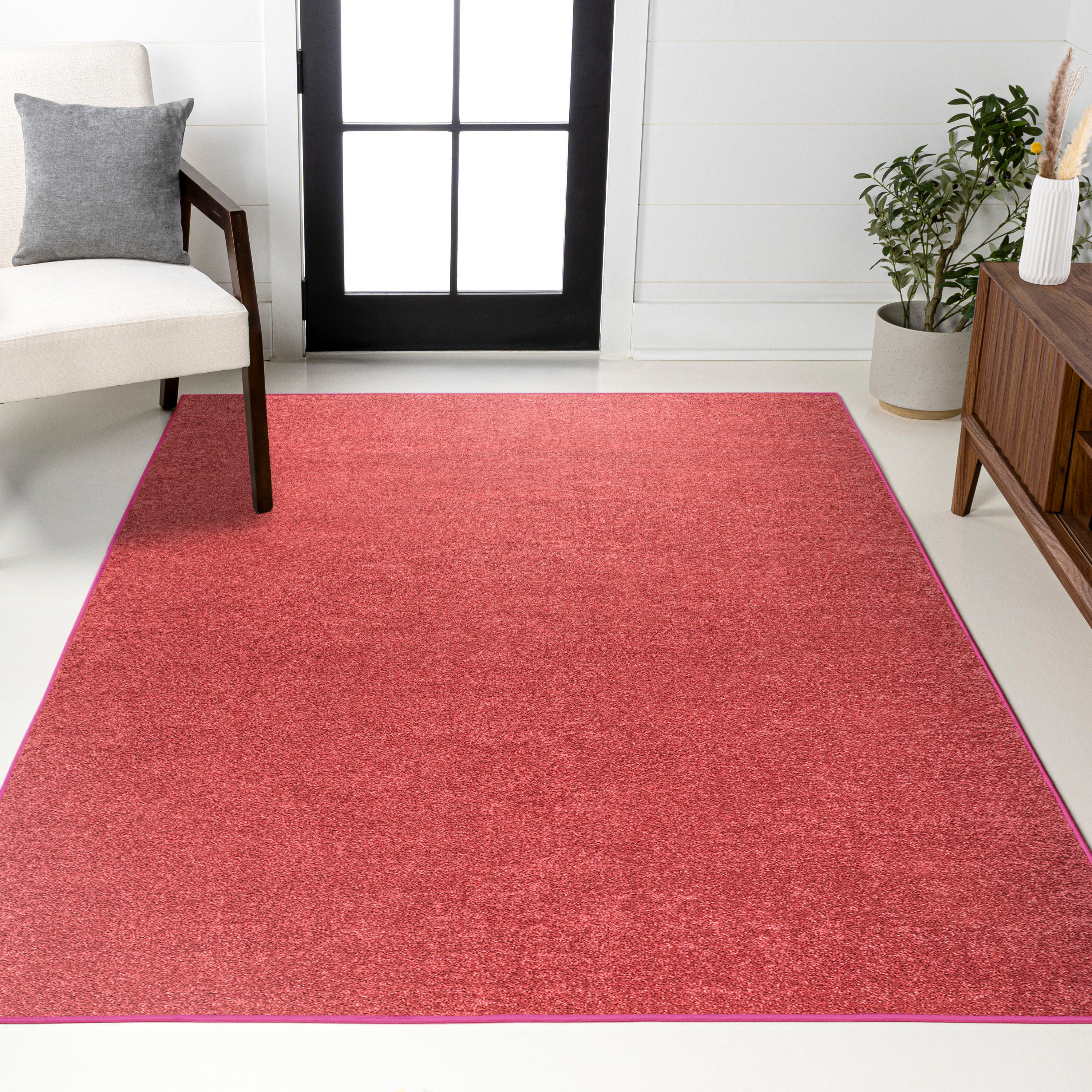 Latitude Run® Asalia Solid Low-Pile Red Rug & Reviews - Wayfair Canada