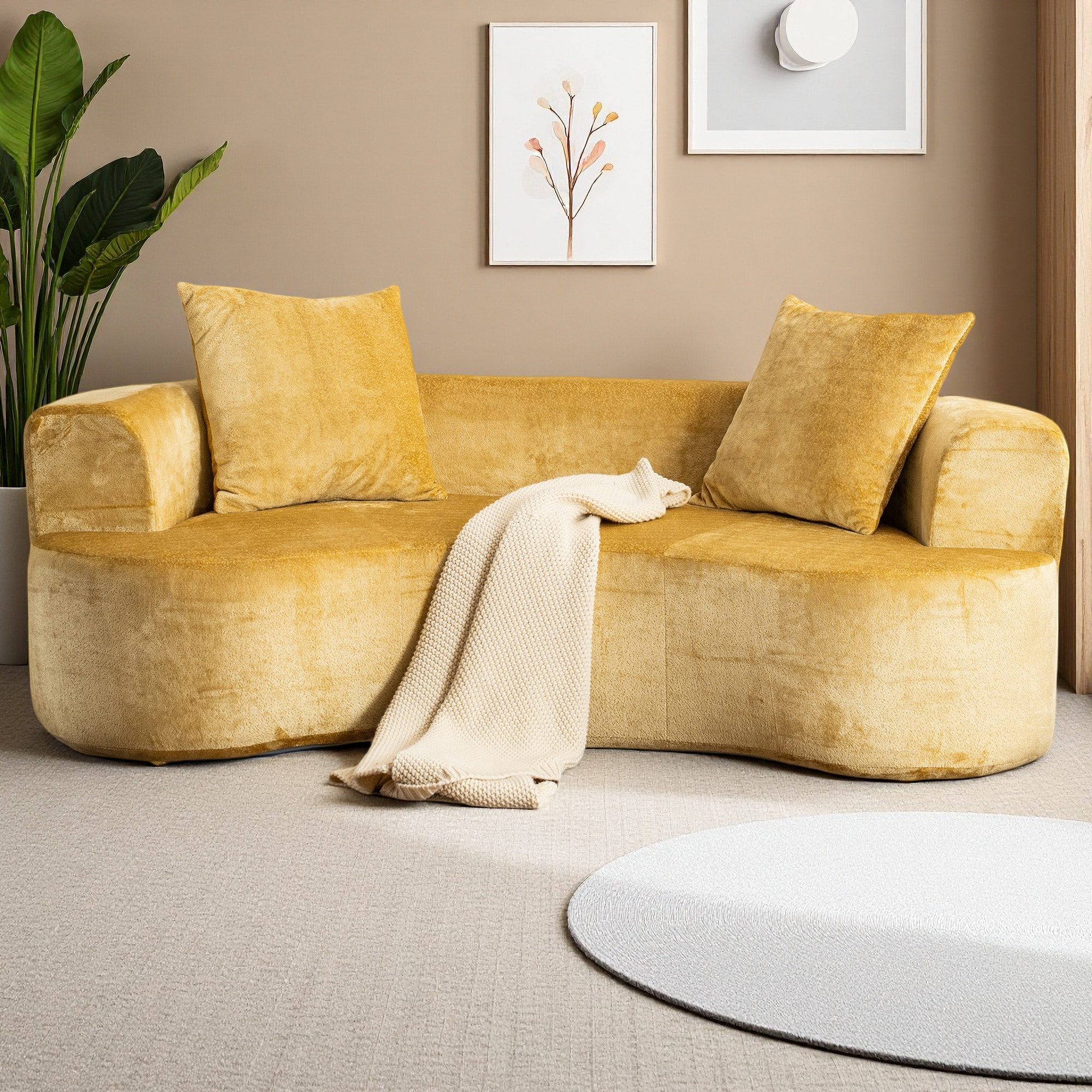 Mercer41 Moon Shaped Sofa, Modern Sleeper Cat Waist Sofa - Wayfair Canada