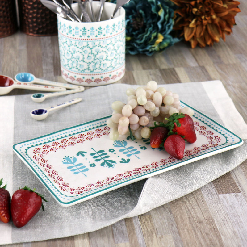 Gibson Home Rectangular Ceramic Tray | Wayfair