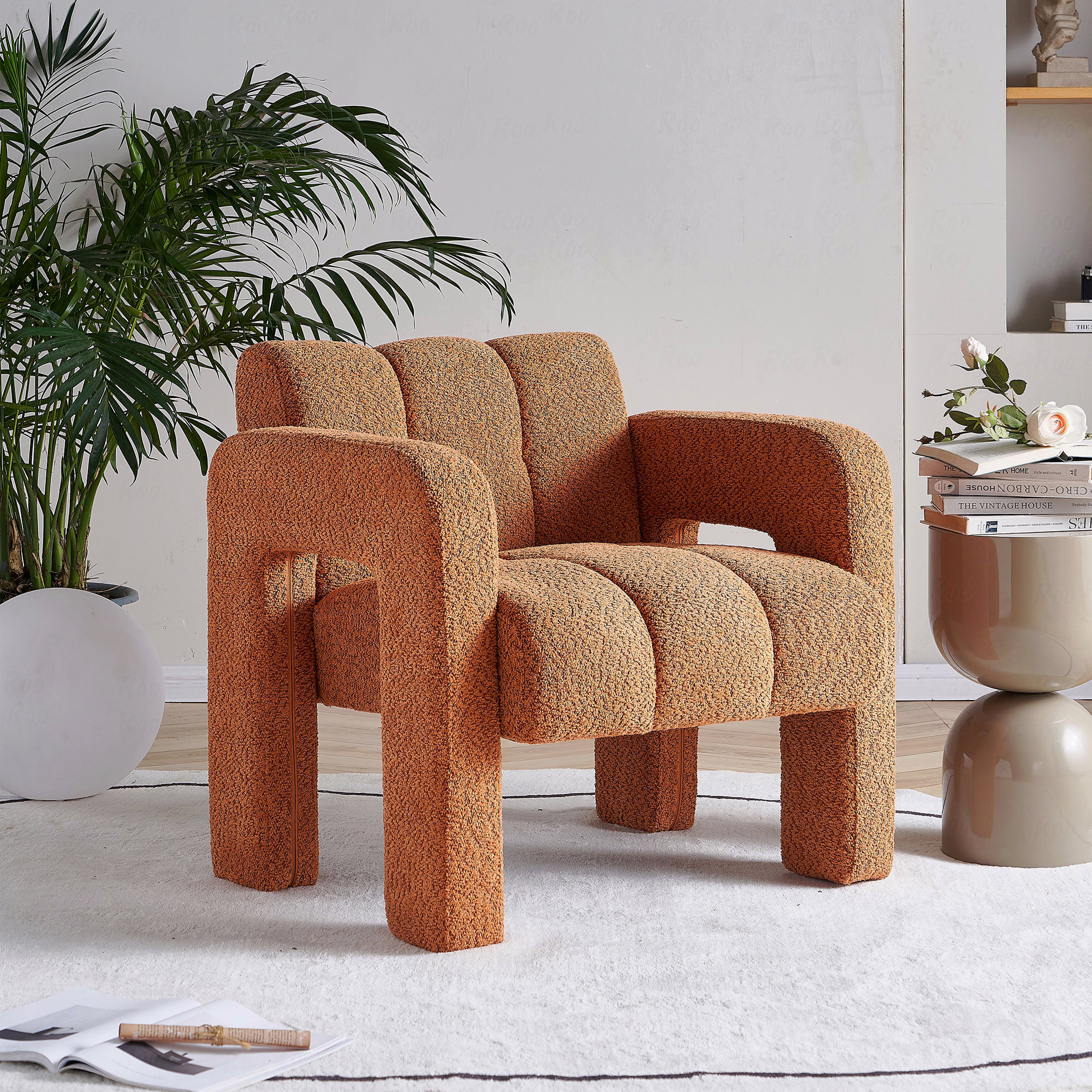 Wrought Studio™ Boucle Upholstered Accent Basic Accent Chair | Wayfair