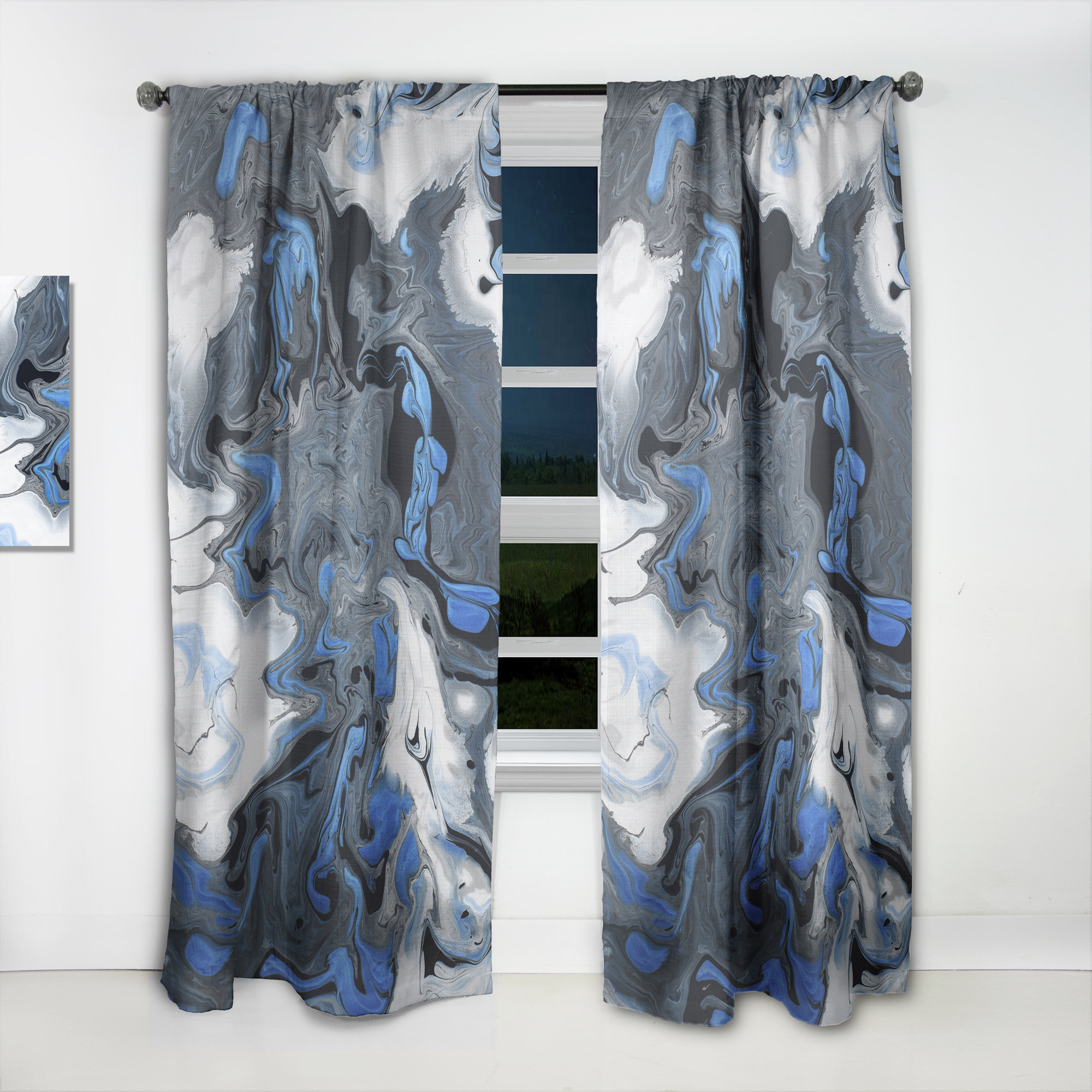 Design Art Abstract Semi-Sheer Thermal Rod Pocket Single Curtain Panel ...