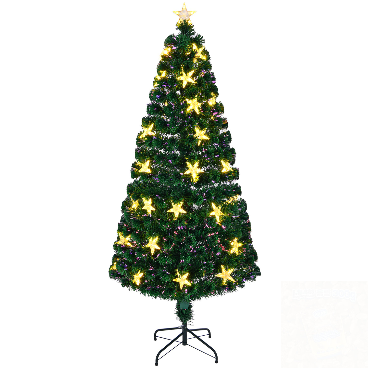 Winston Porter Christmas Tree With Large Stars Light And Metal Base ...