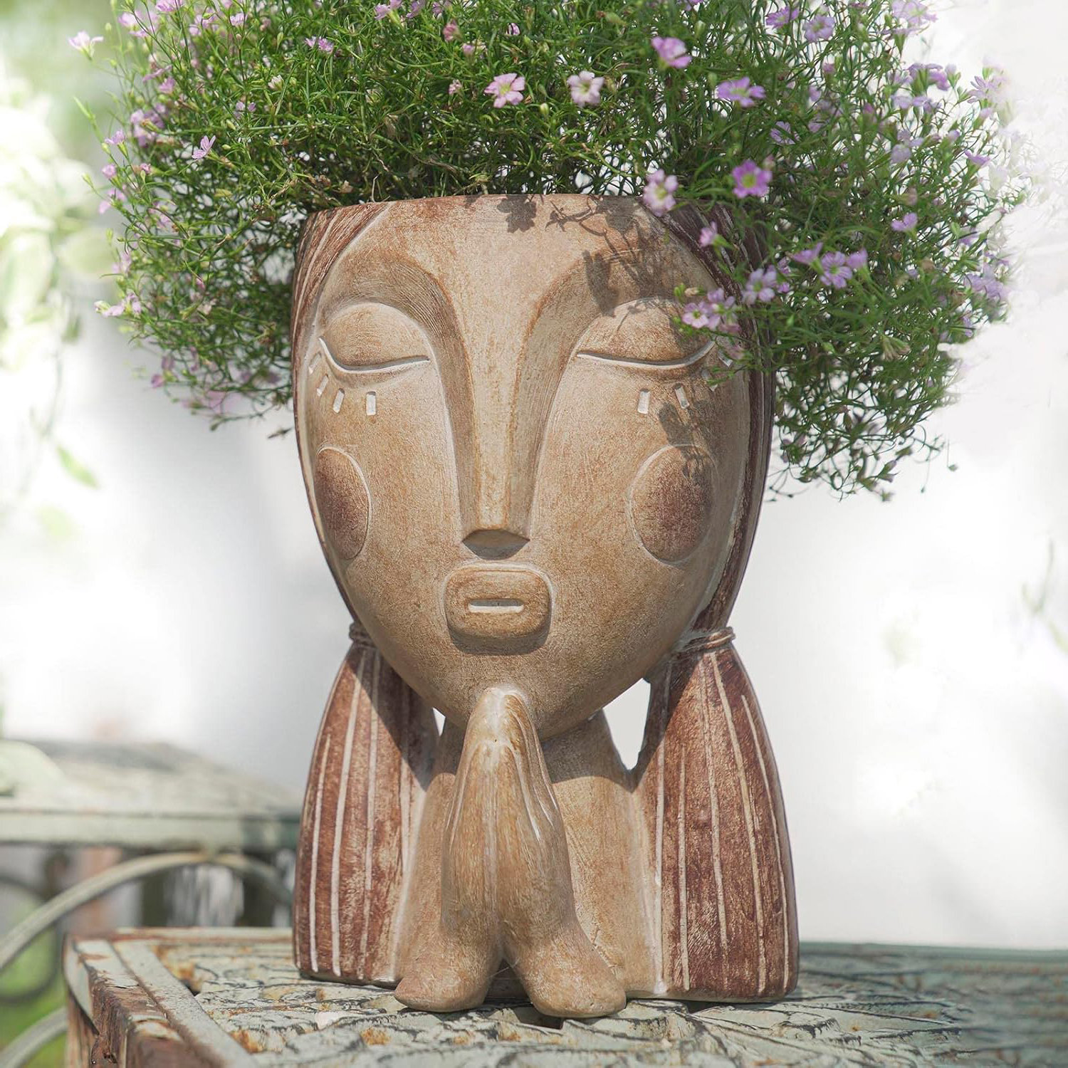 Winston Porter Face POTS with drainage holes houseplant resin head POTS ...