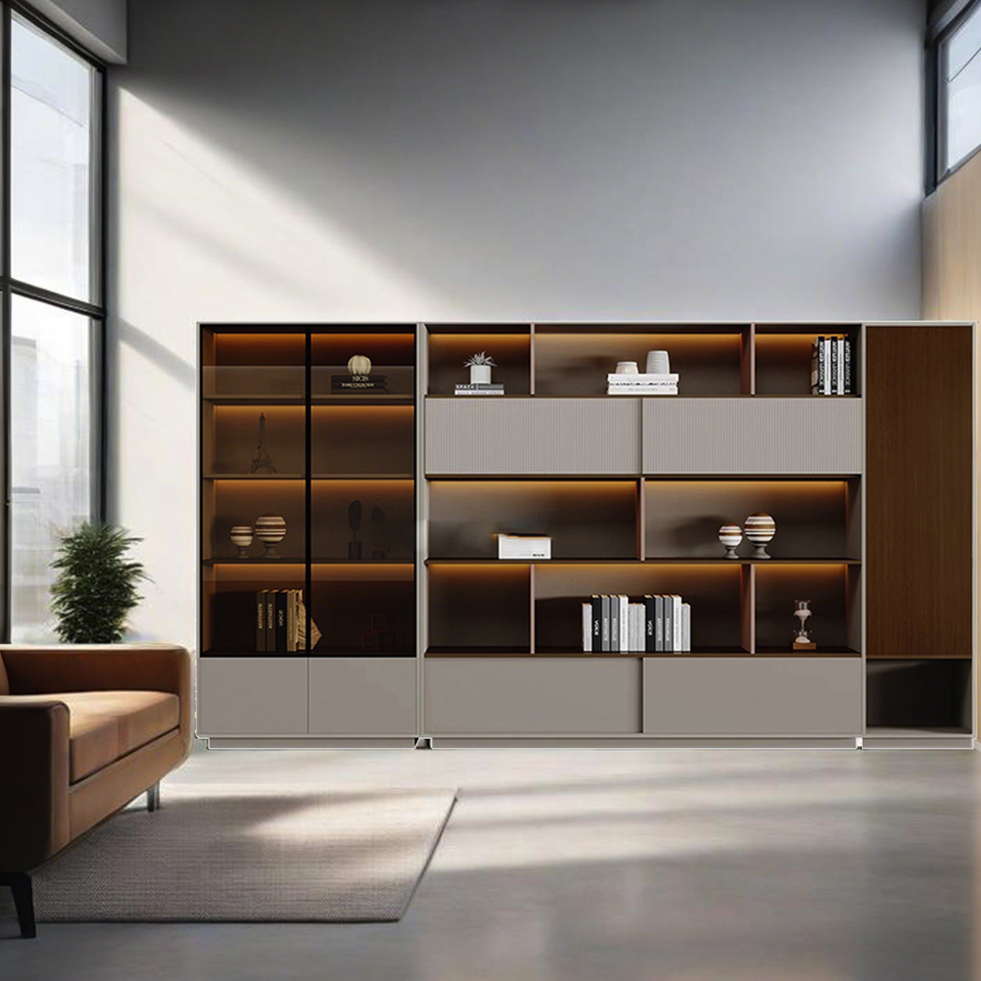 Hokku Designs Modern Luxury Office Bookshelf, Wardrobe & Display ...