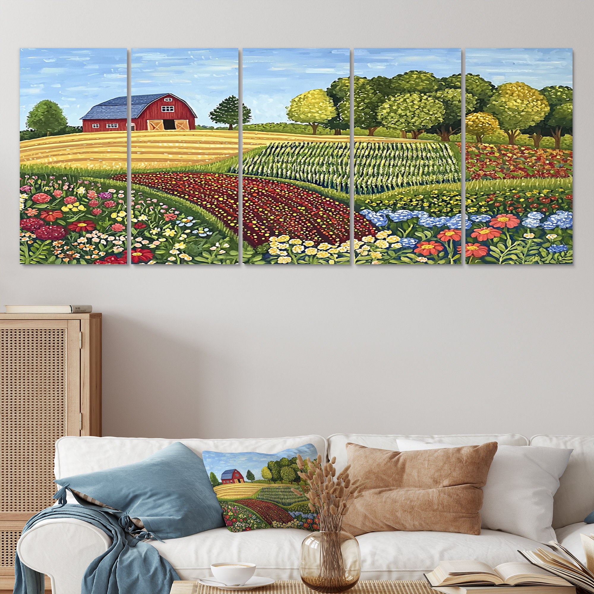 Gracie Oaks Green And Yellow Landscape Farm Fresh III - Farmhouse ...