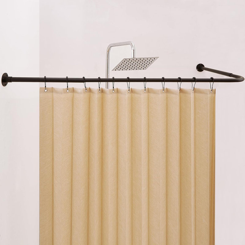 Masoter 53'' L-Shaped Wall Mounted Required Shower Curtain Rod & Hook ...