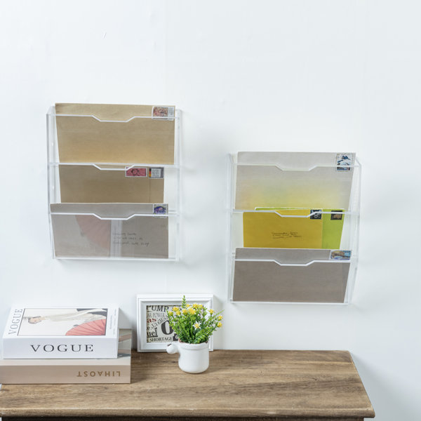 Ebern Designs 2 Piece Acrylic Mail Storage Wall Organizer | Wayfair
