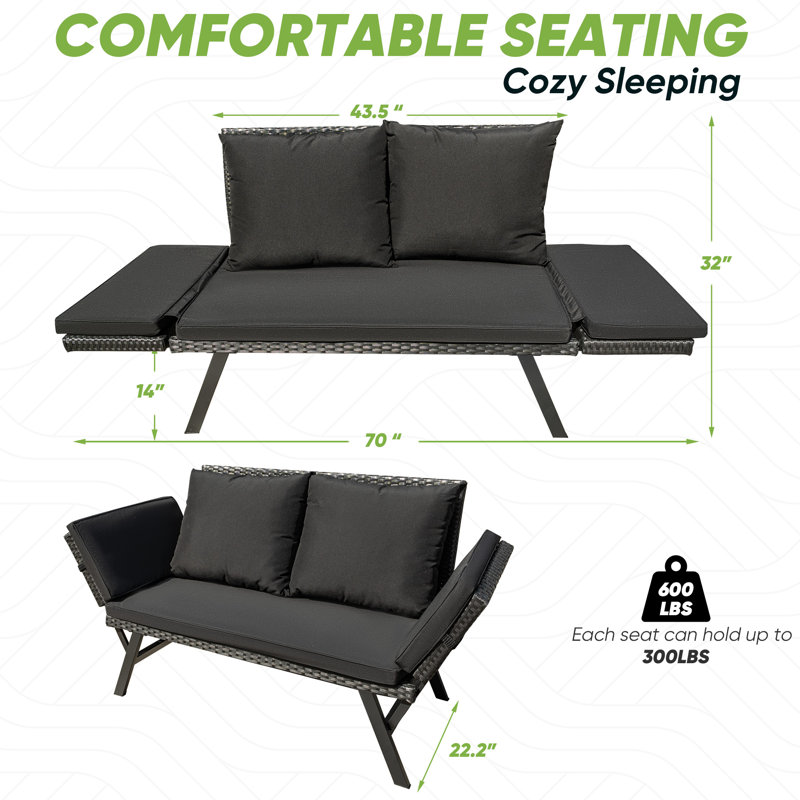 George Oliver Hoag 70'' Wide Outdoor Patio Daybed with Cushions ...