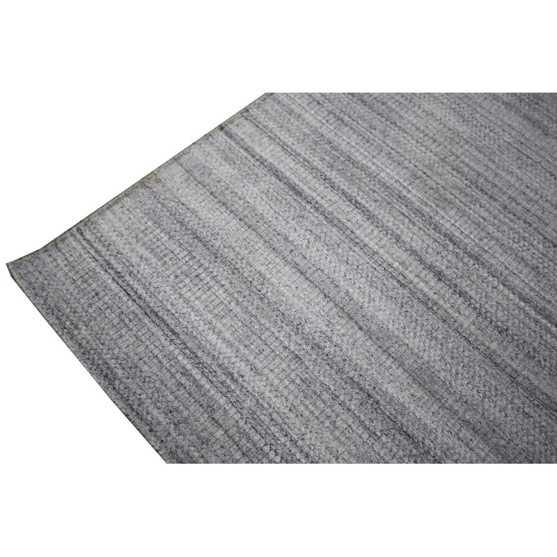 Hokku Designs Area Rug | Silver Wool & Bamboo Silk Handloom Rug | Wayfair