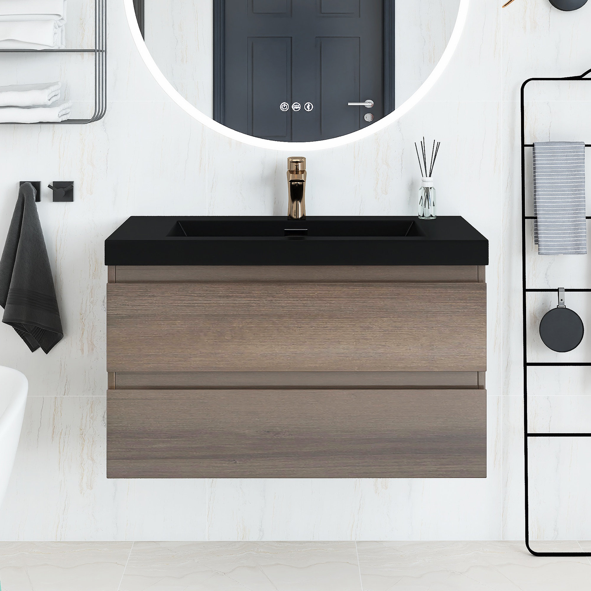 Latitude Run® 36 In. Single Sink Bathroom Vanity Side Cabinet With ...