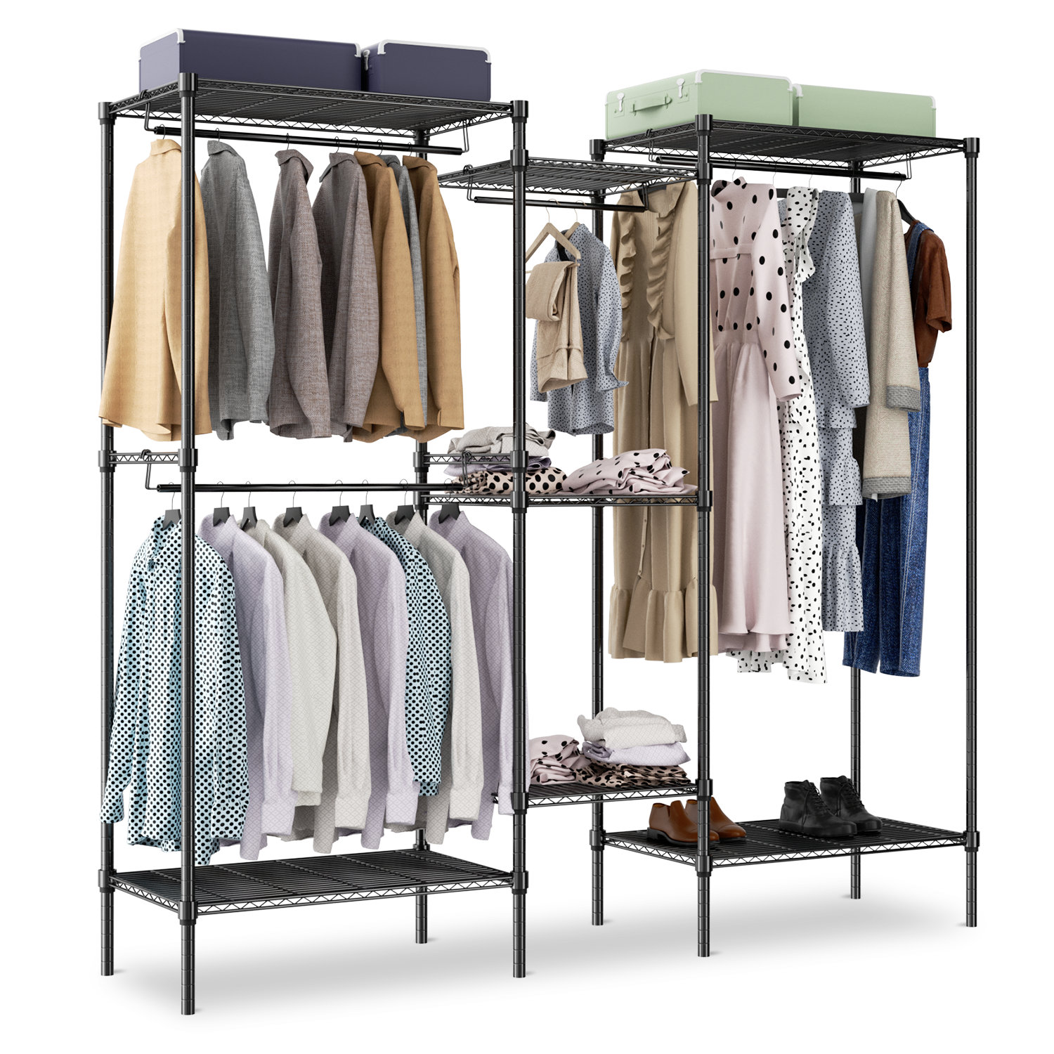 Rebrilliant Lucenia 71" H Metal Freestanding Clothes Rack with 4 Hang ...