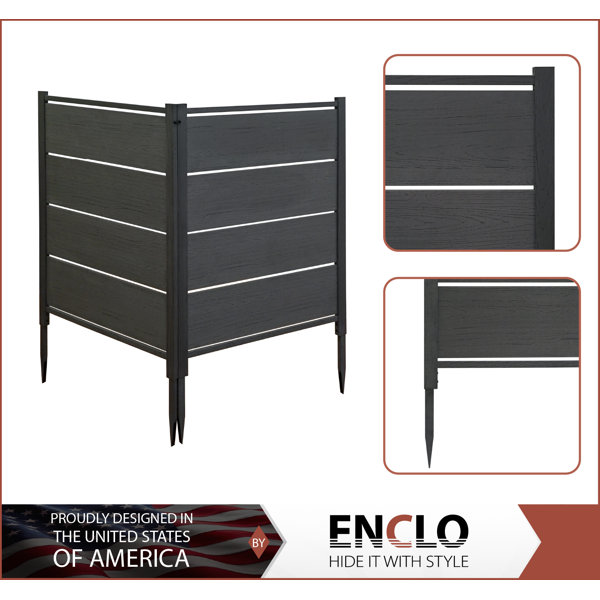 Enclo 4 ft H x 3.3 ft W Bessemer WoodTek Vinyl Charcoal Privacy Screen ...