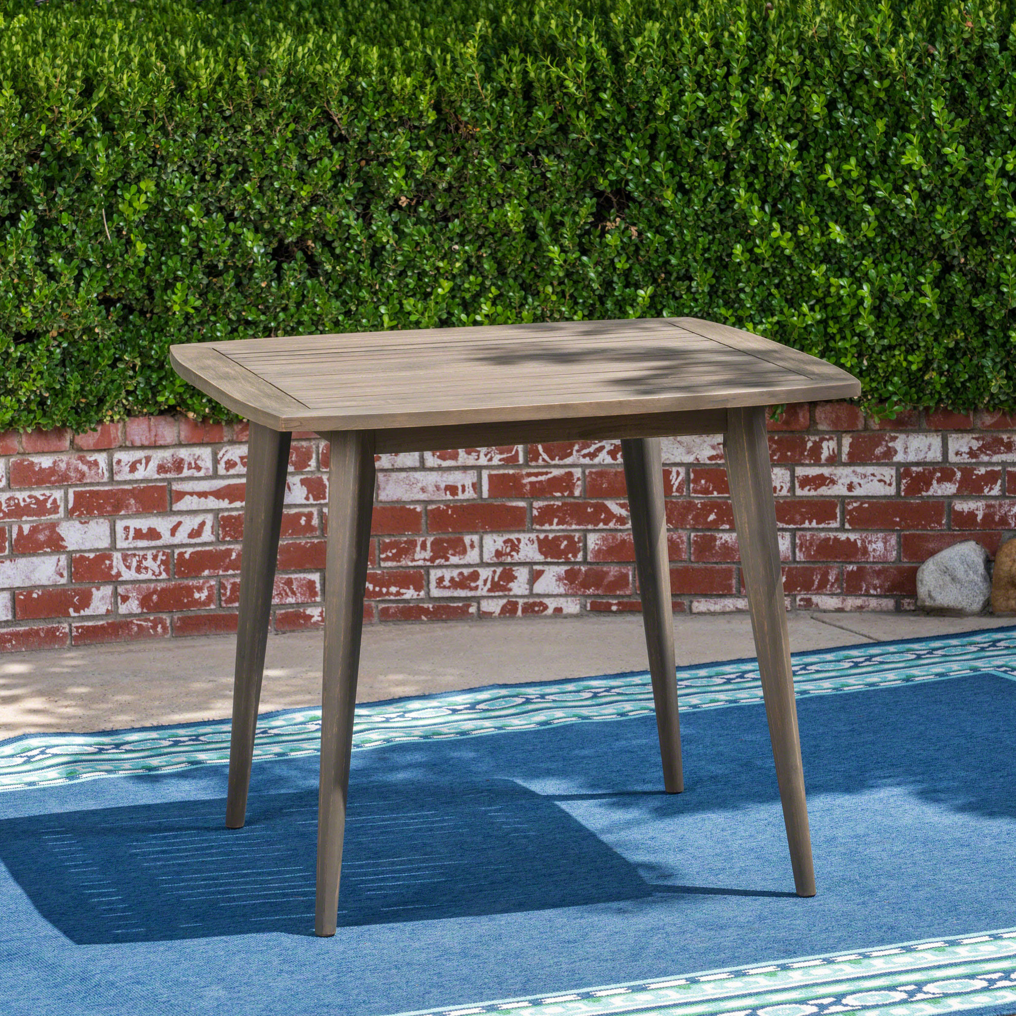 George Oliver Modern Outdoor Wood Table In Grey With Straight Legs ...