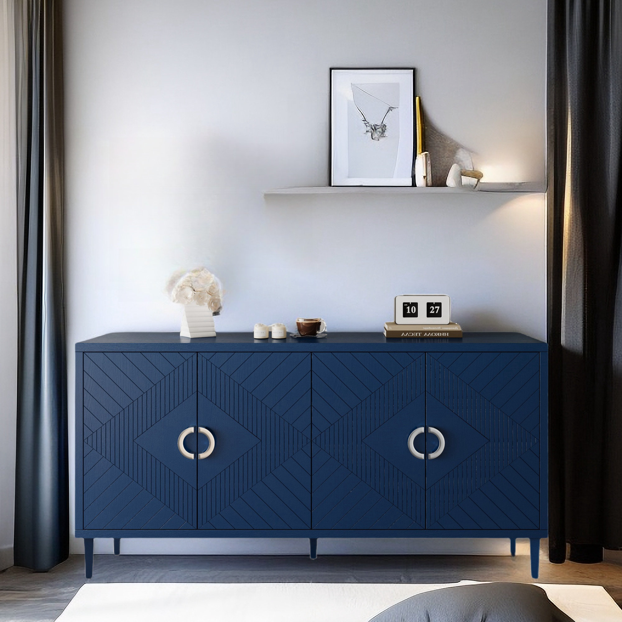 Ebern Designs Elhard 59.84'' Sideboard with Sculpted Lines Doors and ...