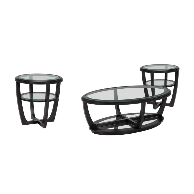 Hokku Designs Cyndle 3 - Piece Glass Top Living Room Table Set | Wayfair