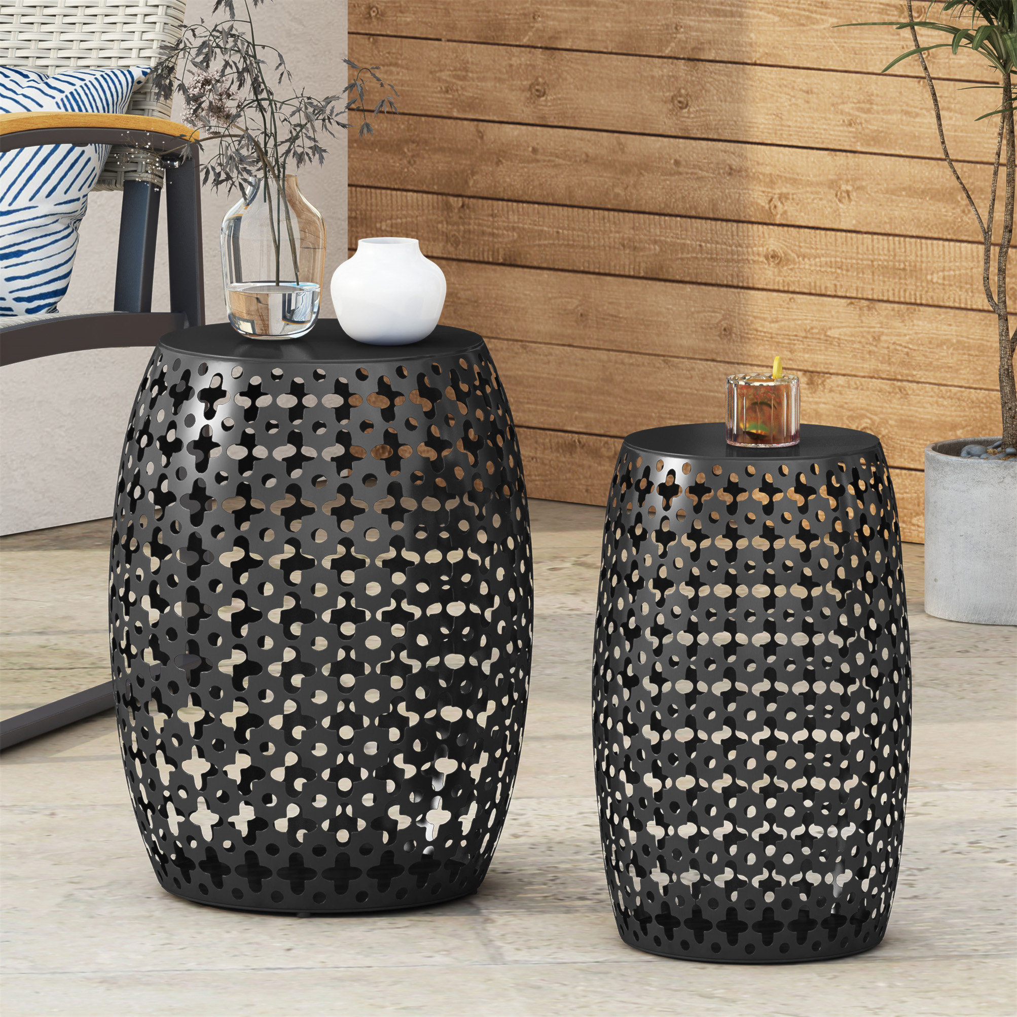 Winston Porter Durable Outdoor Metal End Table Set For Stylish Spaces ...