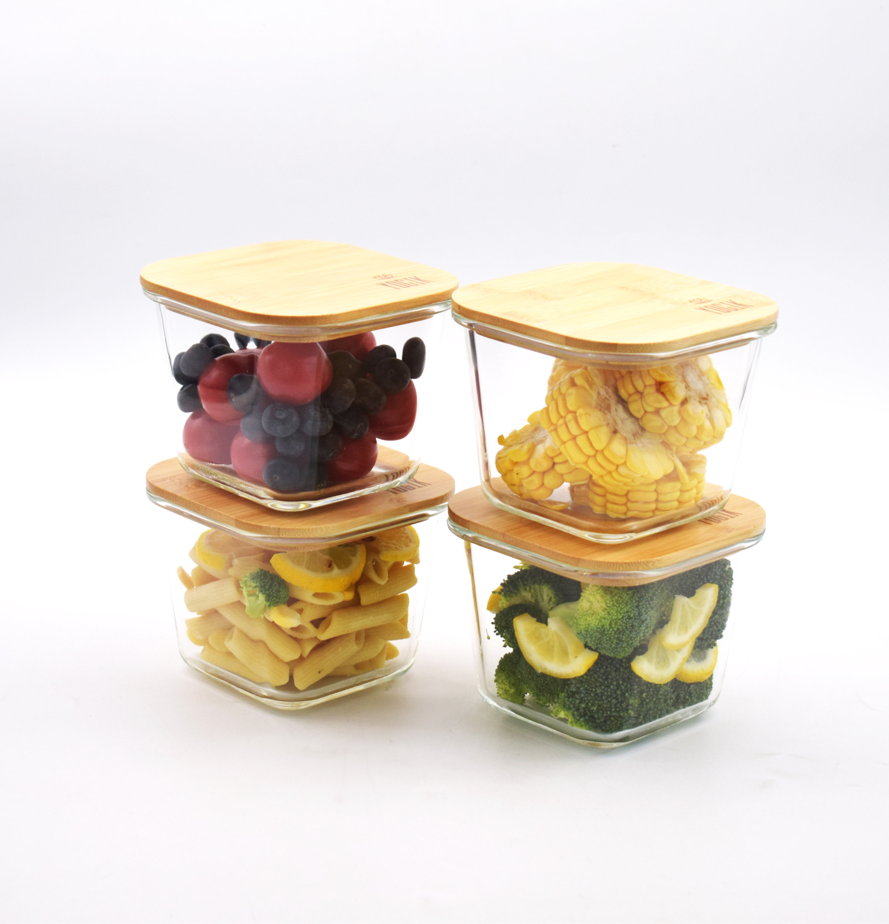Yogik Set Of 4 Square High Borosilicate Glass Food Storage Containers ...