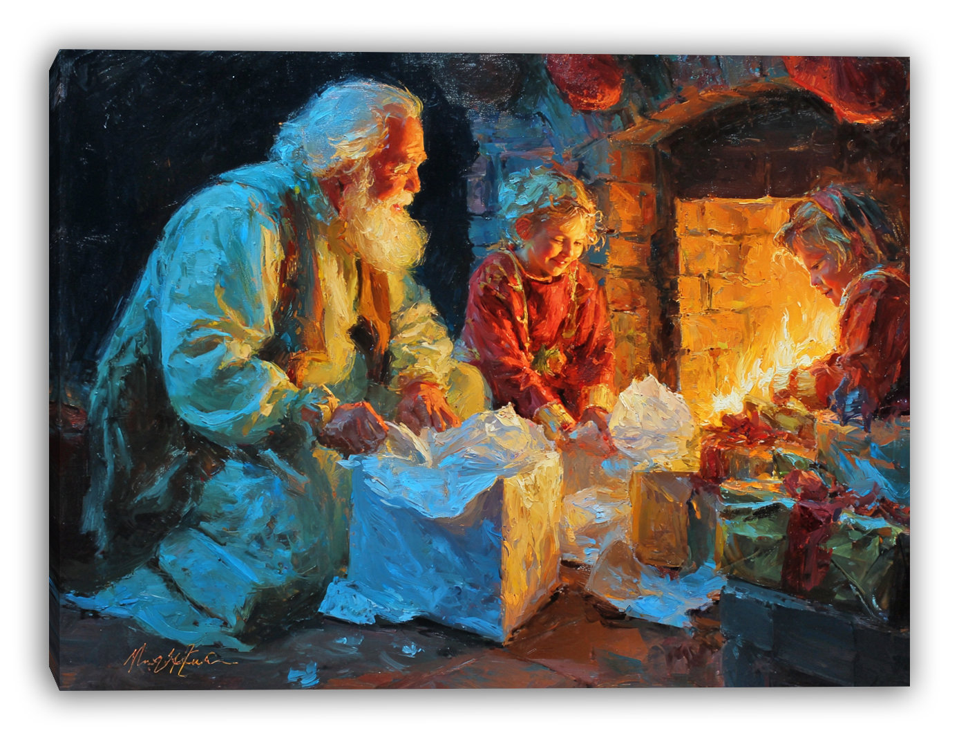 Alcott Hill® Firelight Gift Unwrapping Wrapped Canvas Wall Art | Wayfair