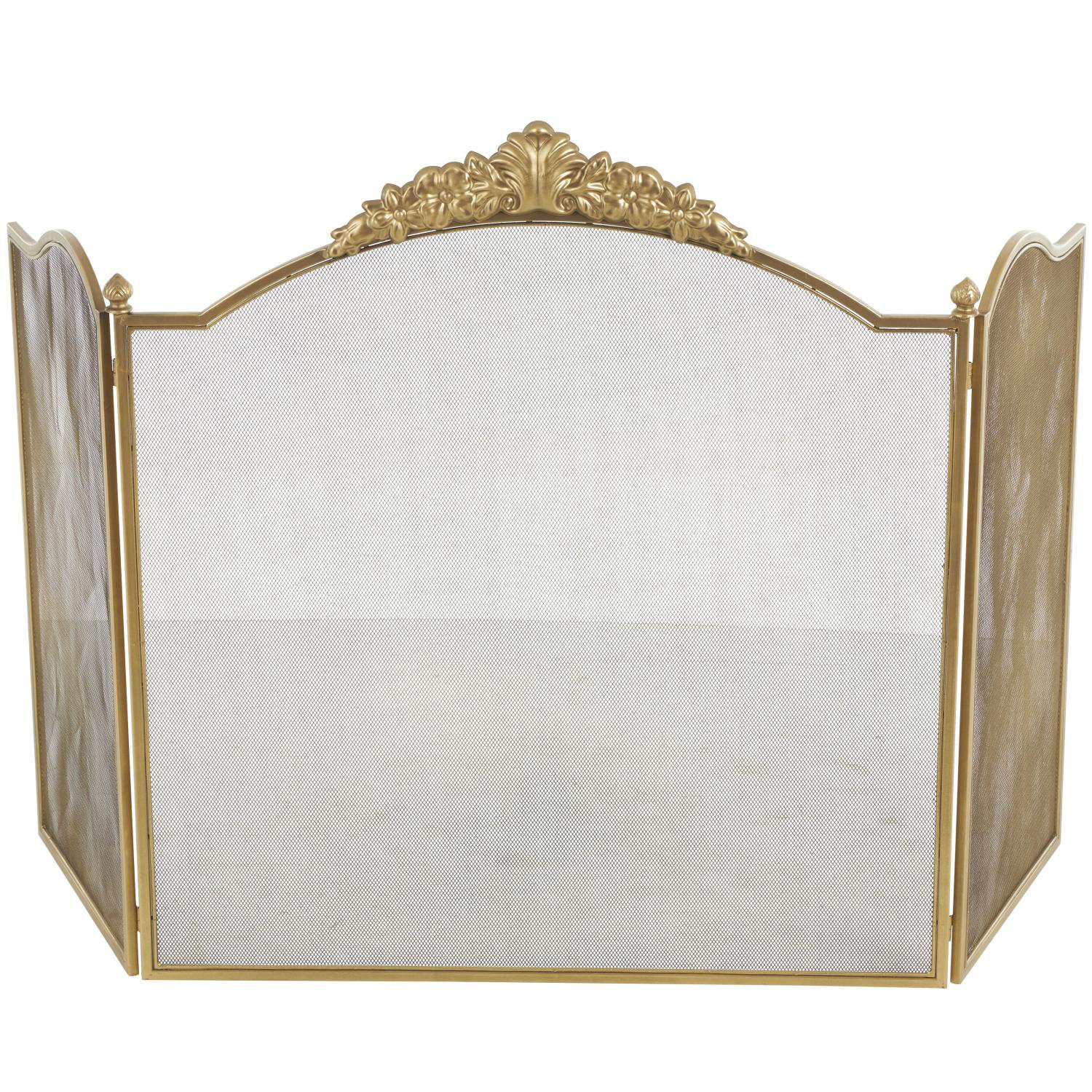 House of Hampton Ornate Antique Arched 3 Panel Fireplace Screen With ...