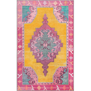 Bungalow Rose Traditional Oppie Area Rug Yellow-Purple Color & Reviews ...