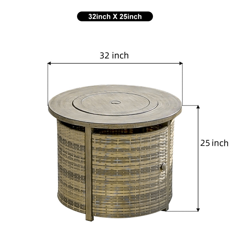 Arlmont & Co. Ronyae 32'' W x 25'' H Propane Fire Pit Table with Lid ...