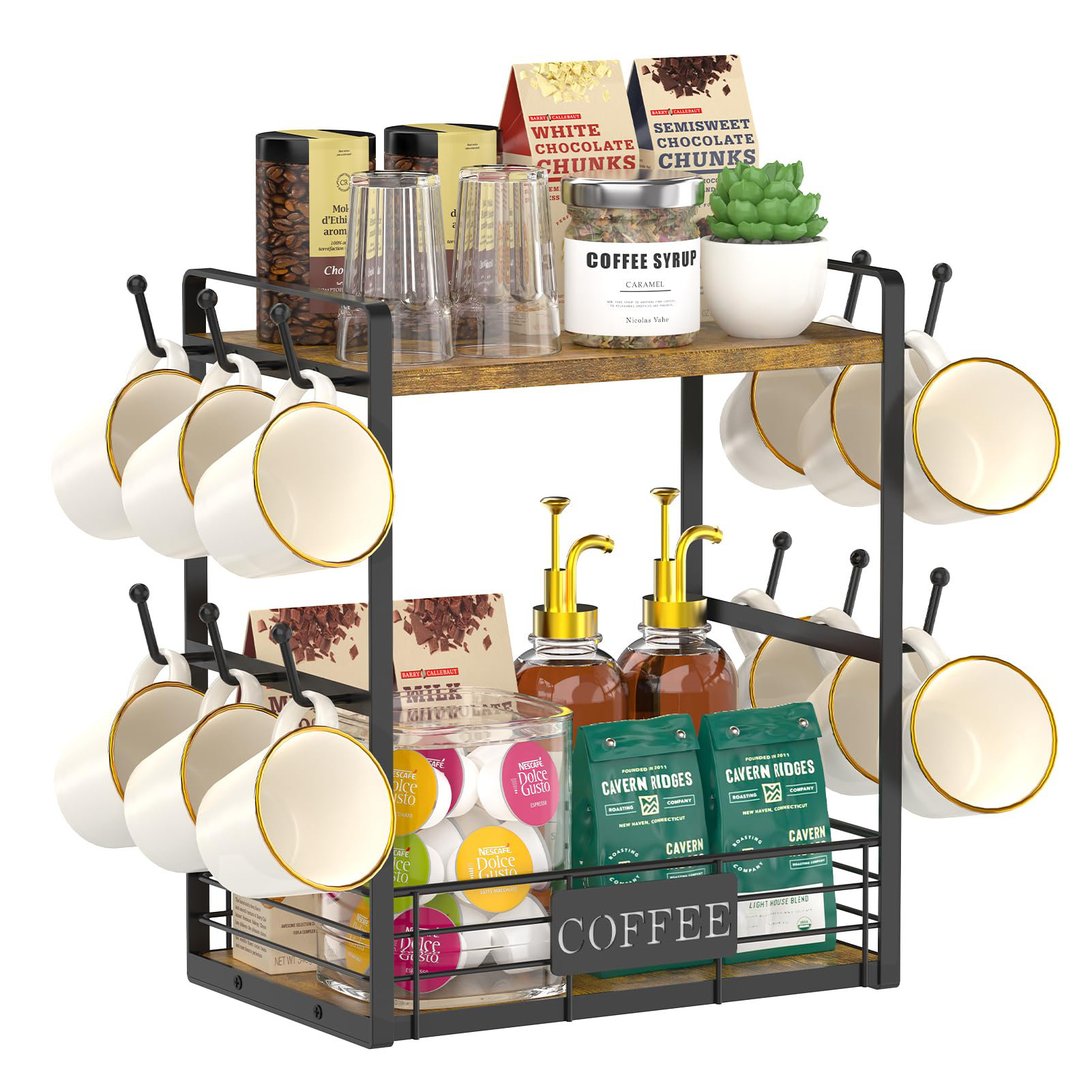 Ophelia & Co. 2 Tier Coffee Bar Organizer Countertop Station Shelf For ...