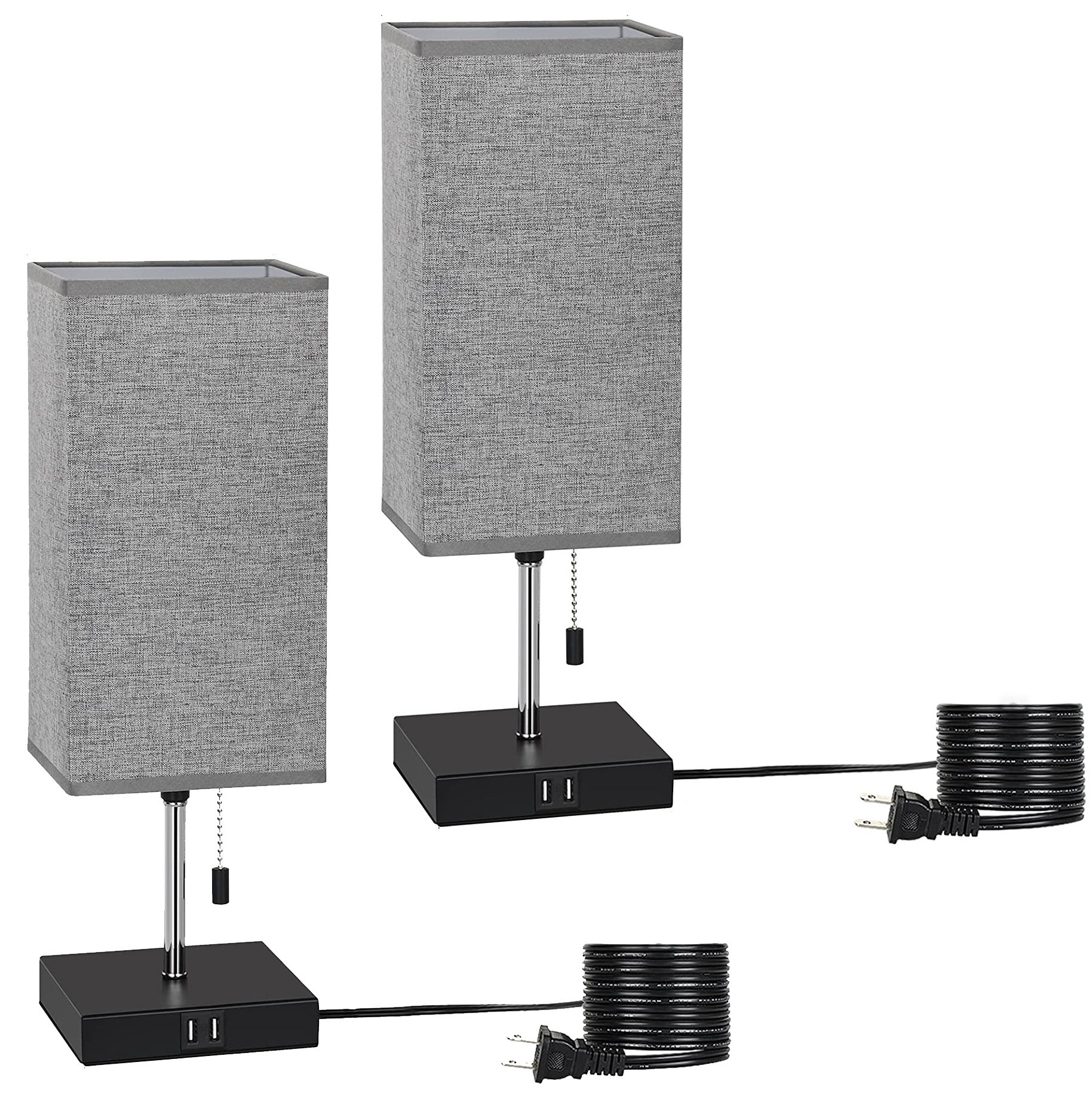 Latitude Run® Square Table Lamps With Dual USB Charging Ports Set Of 2 ...