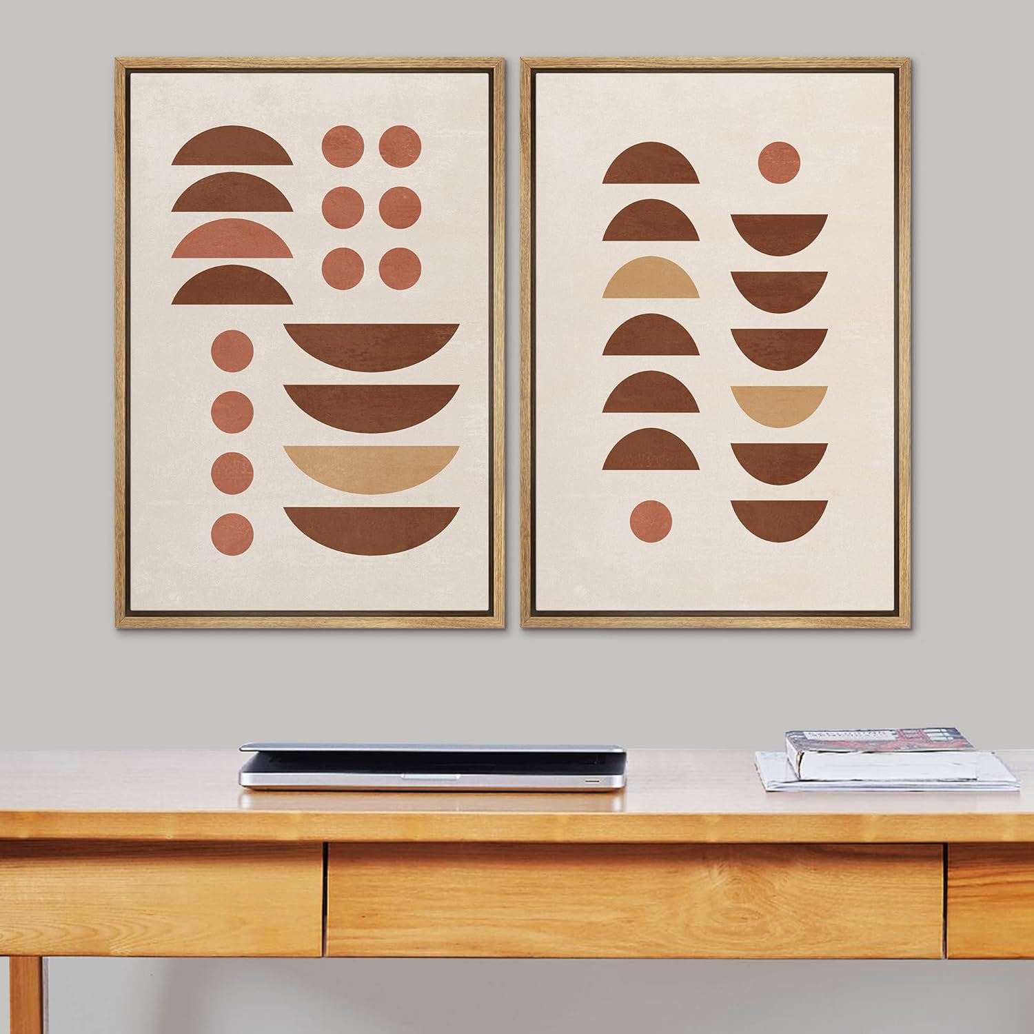 wall26 Mid-Century Geometric Semi Circle Variety Abstract Shapes Modern ...
